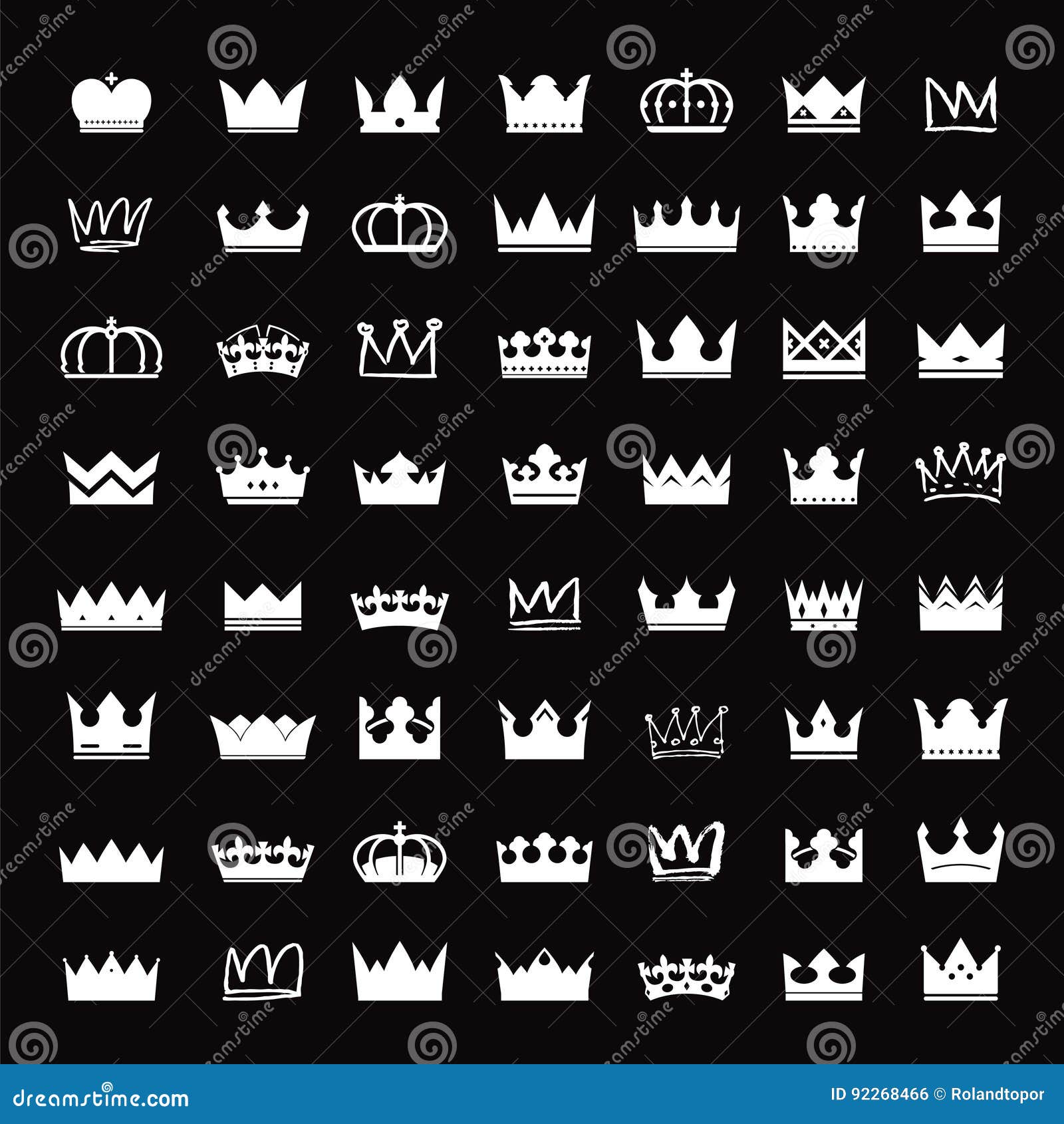 Set of White Crowns. Vector Illustration. Stock Illustration ...
