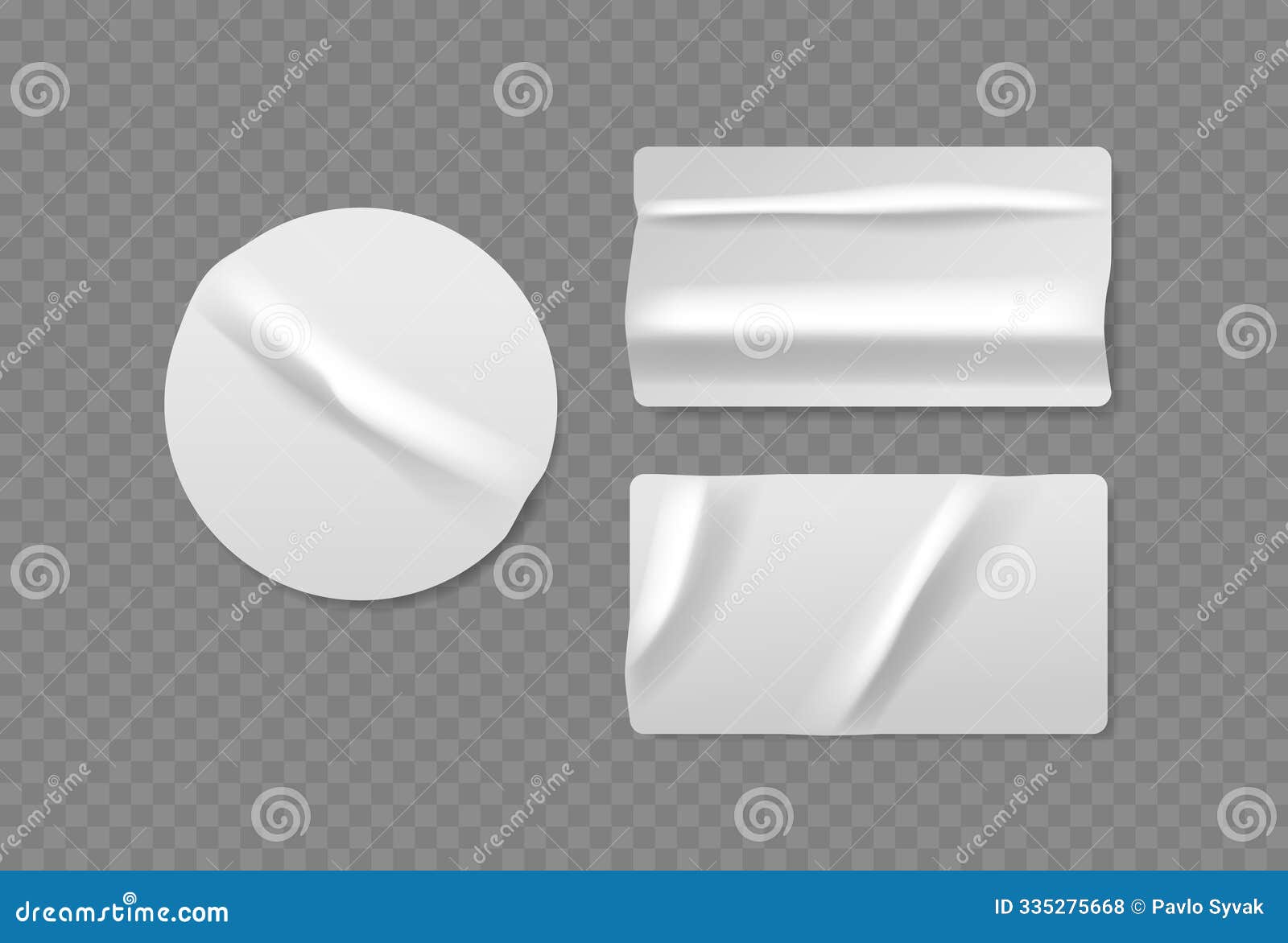 Set of White Crumpled Stickers in Different Shapes, Circular and ...