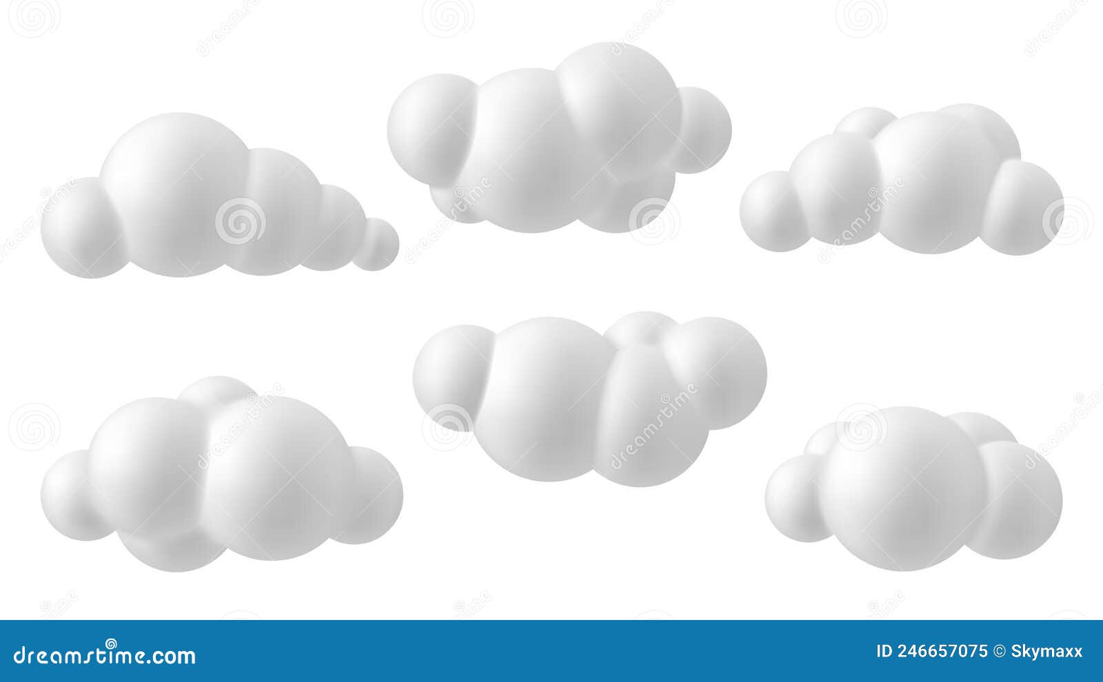 Set of White 3d Clouds. Soft Round Fluffy Clouds Stock Illustration ...