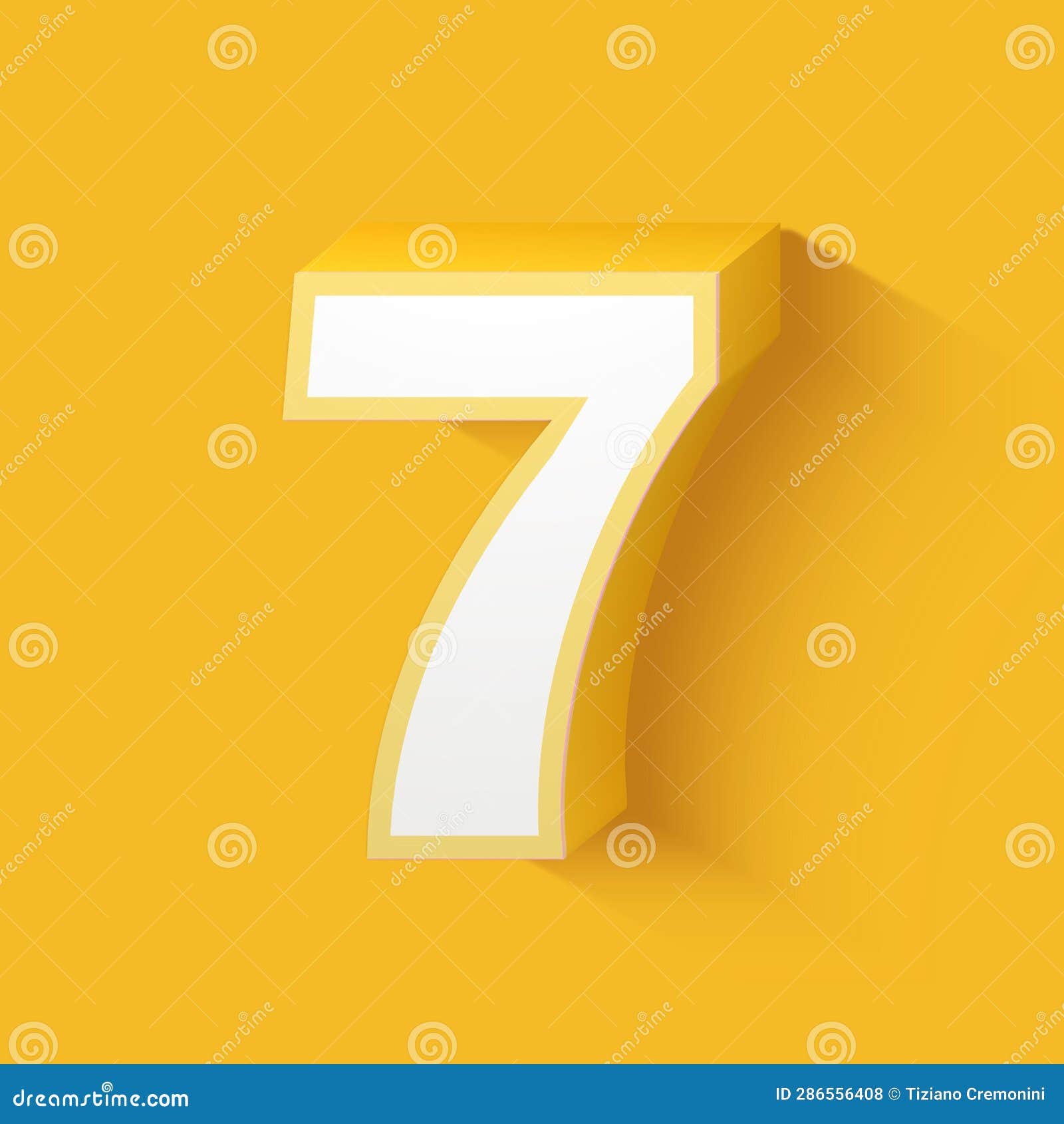 Set of White 3d Numbers on Yellow Background, 3d Rendering, Seven Stock ...