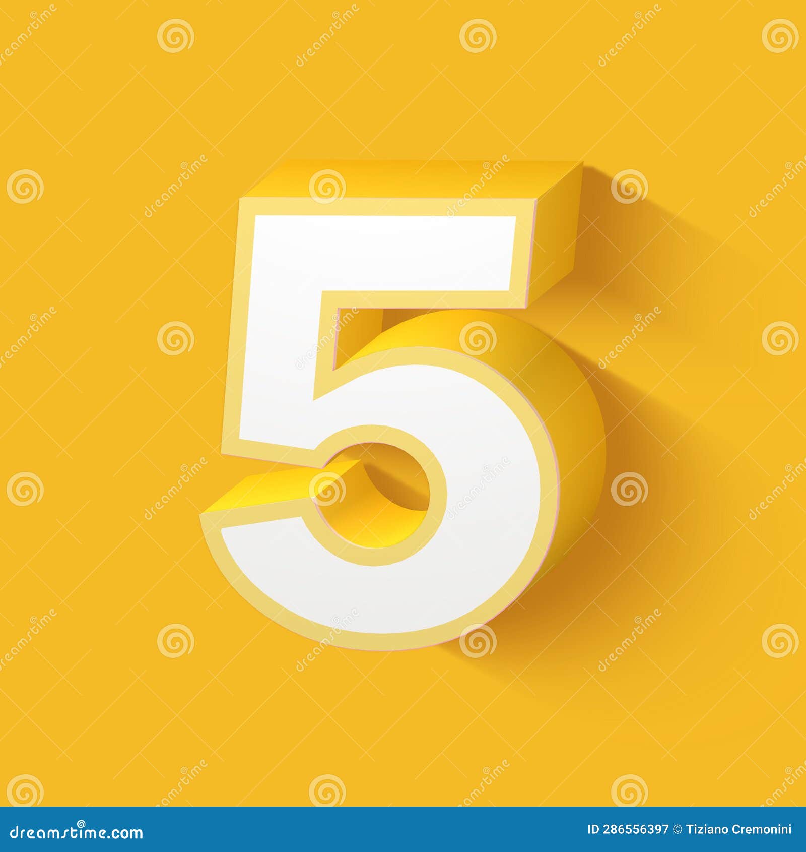 Set of White 3d Numbers on Yellow Background, 3d Rendering, Five Stock ...