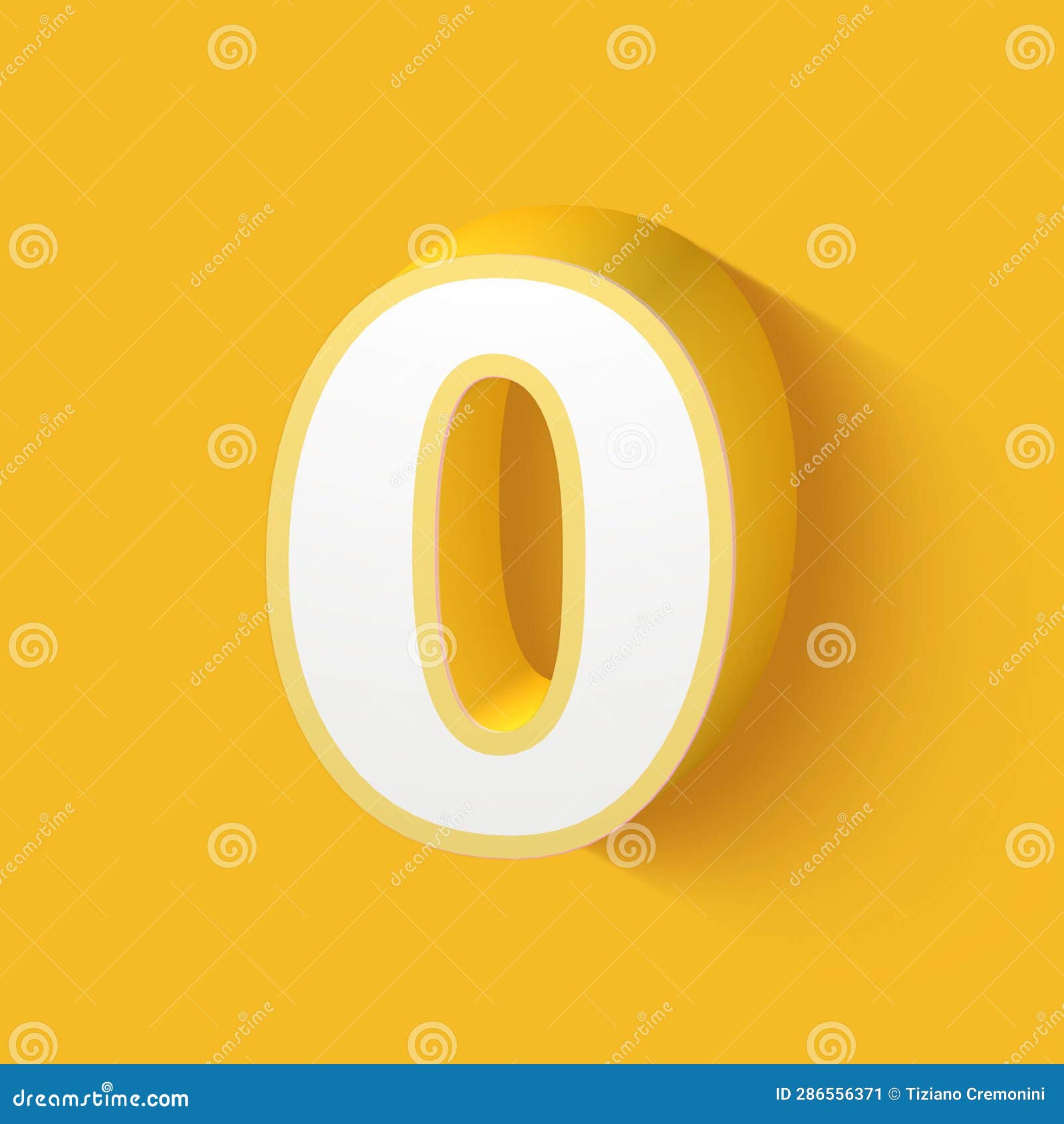 Set of White 3d Numbers on Yellow Background, 3d Rendering, Zero ...