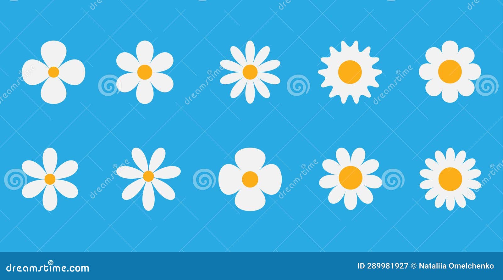 Daisy Icons. Chamomile Flowers, Retro White Chamomile Kid Or Baby Color ...