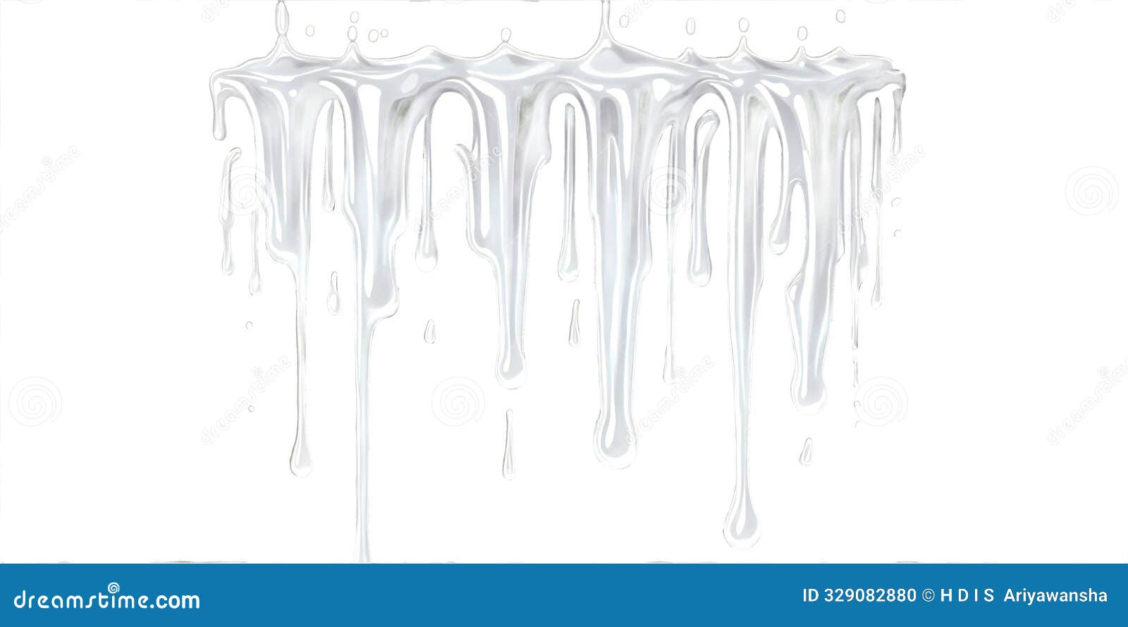 Set of White Dripping Paint or Liquid Isolated on White Background ...