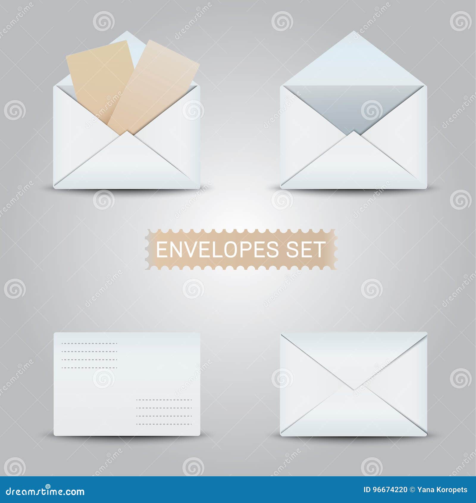 Set White Envelopes. Open And Closed Envelope Stock Illustration ...