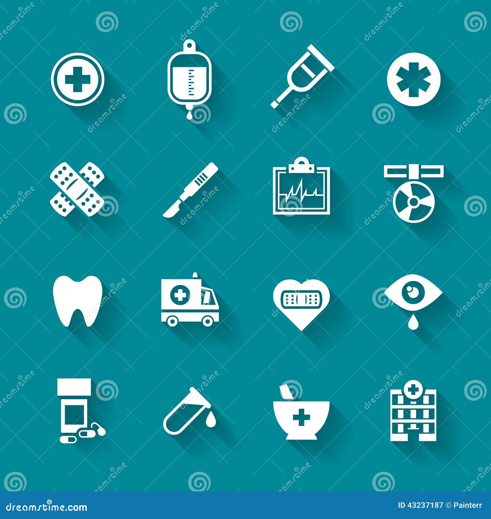 Set of White Flat Medical Icons. Stock Illustration - Illustration of ...