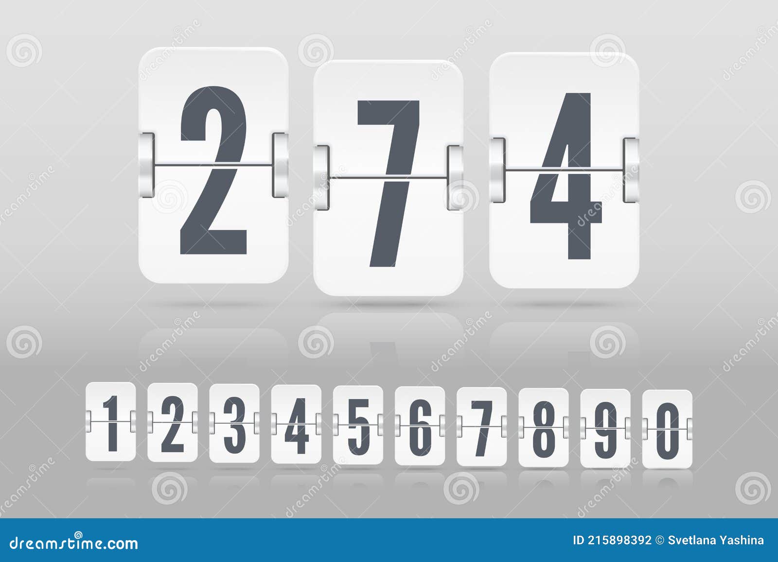 Set Of Flip Score Board Numbers Floating With Reflections For Countdown ...