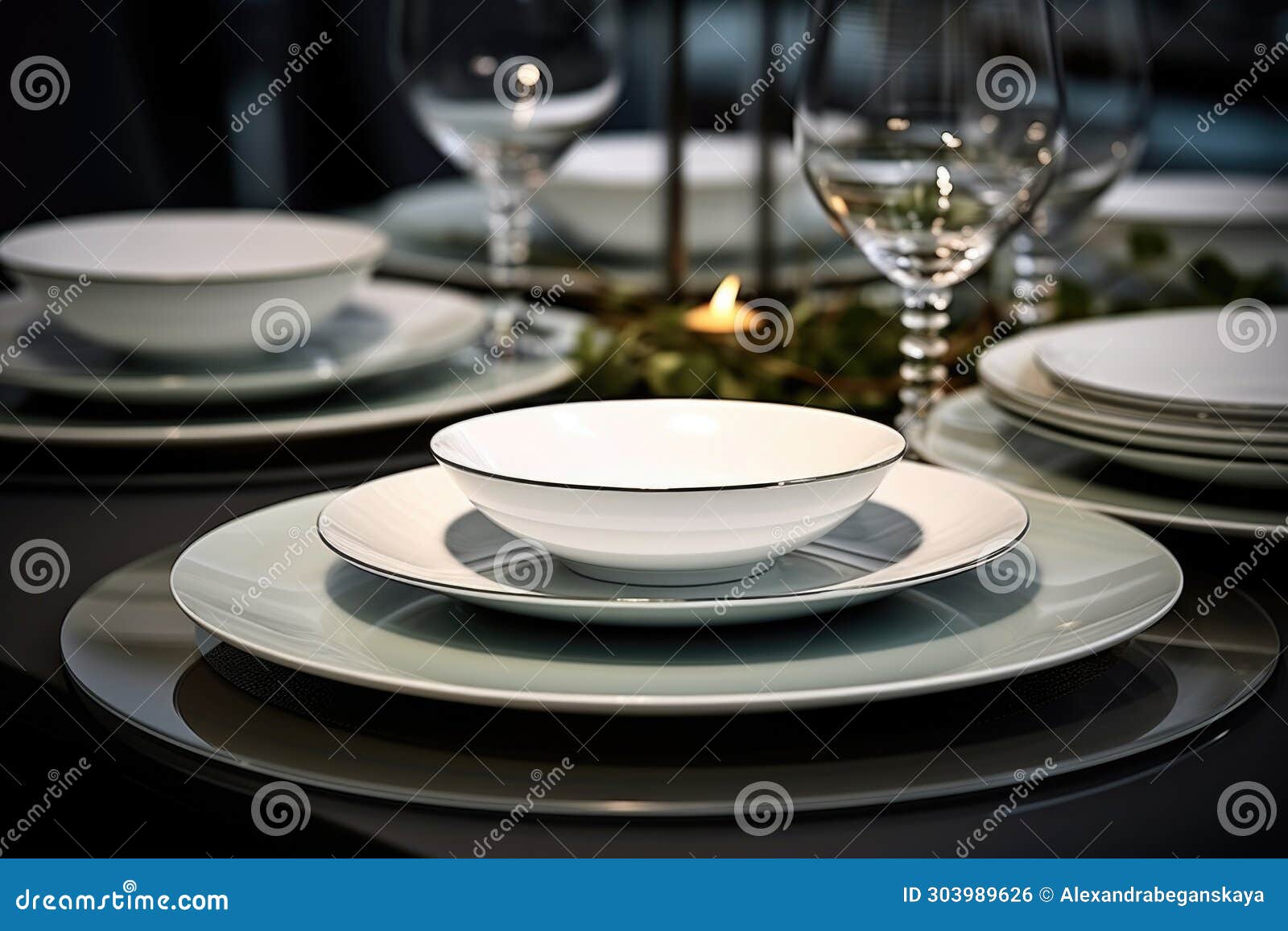 A Set of White Glassware. Table Setting Stock Illustration ...