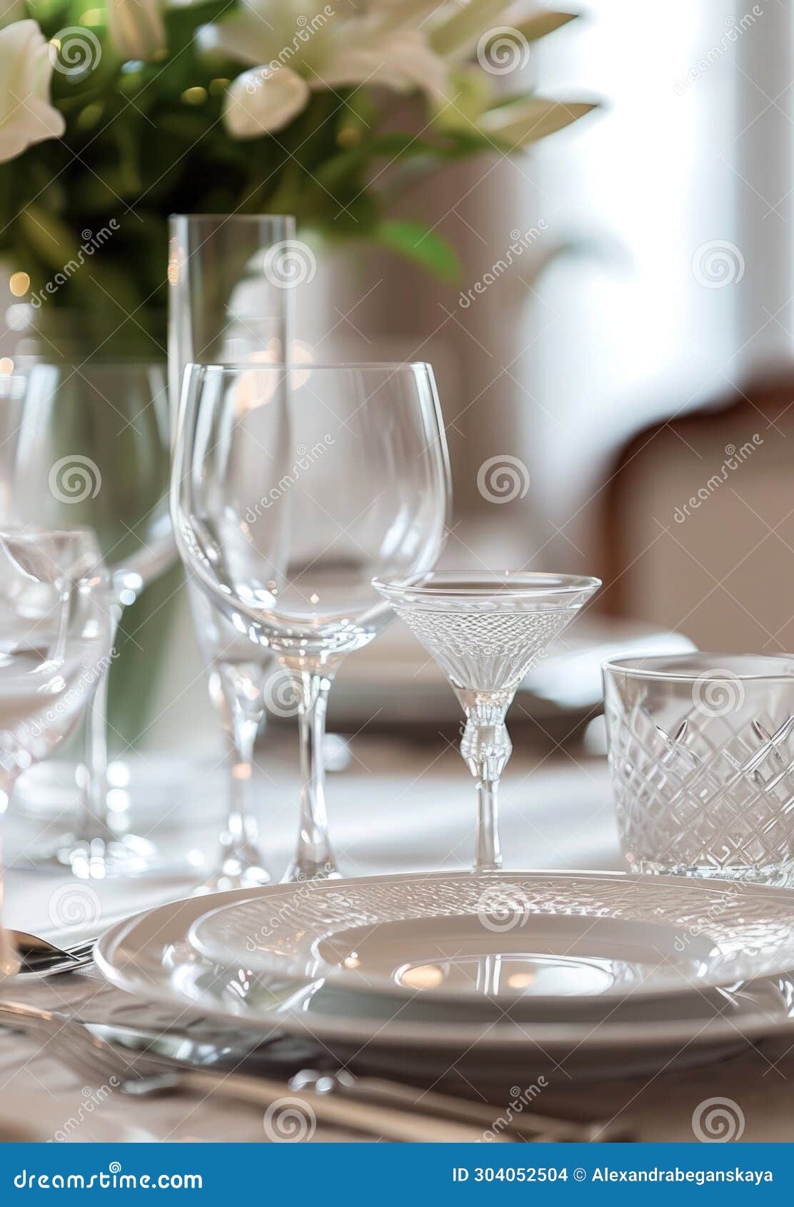 A Set of White Glassware. Table Setting Stock Illustration ...