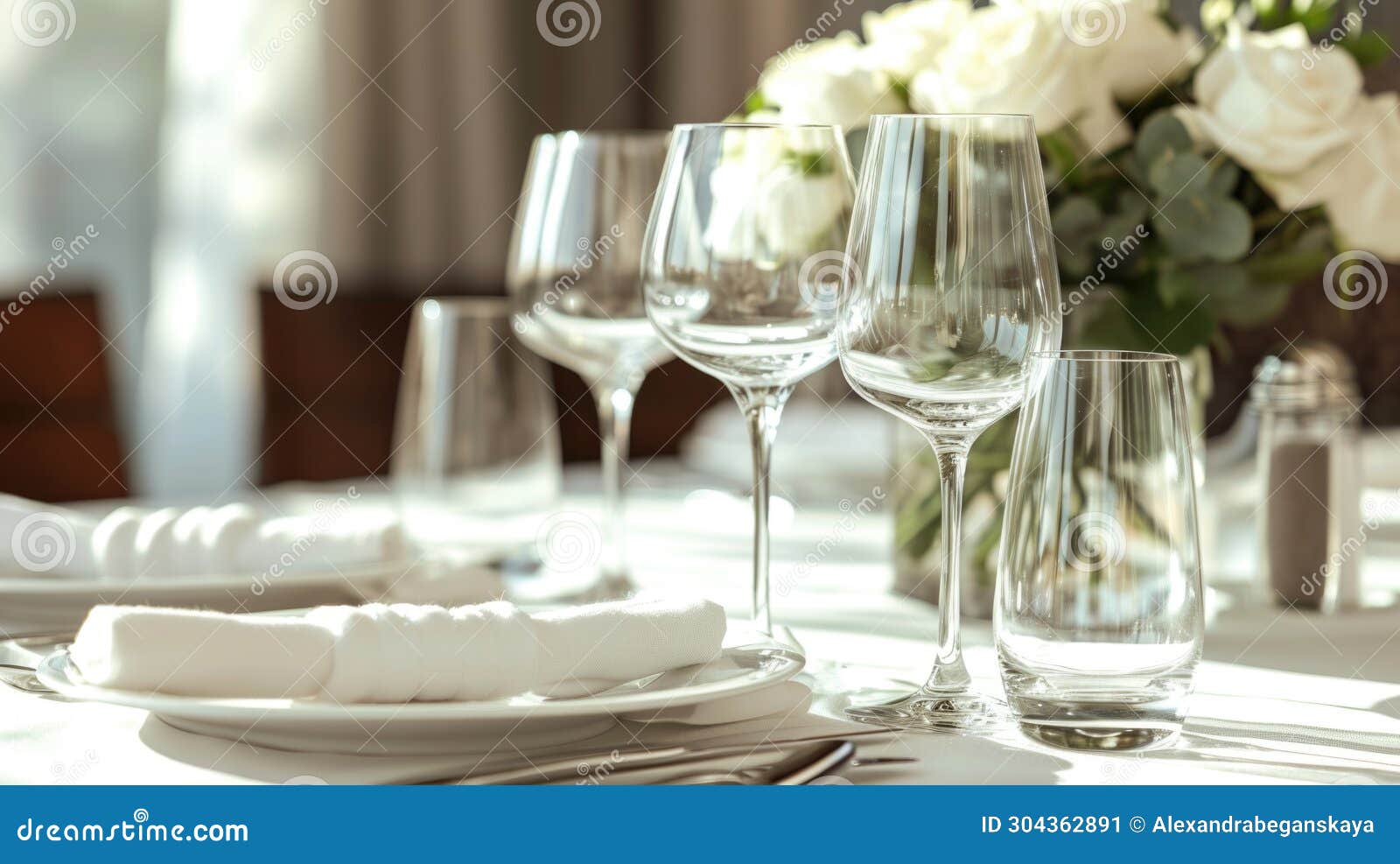 A Set of White Glassware. Table Setting Stock Illustration ...