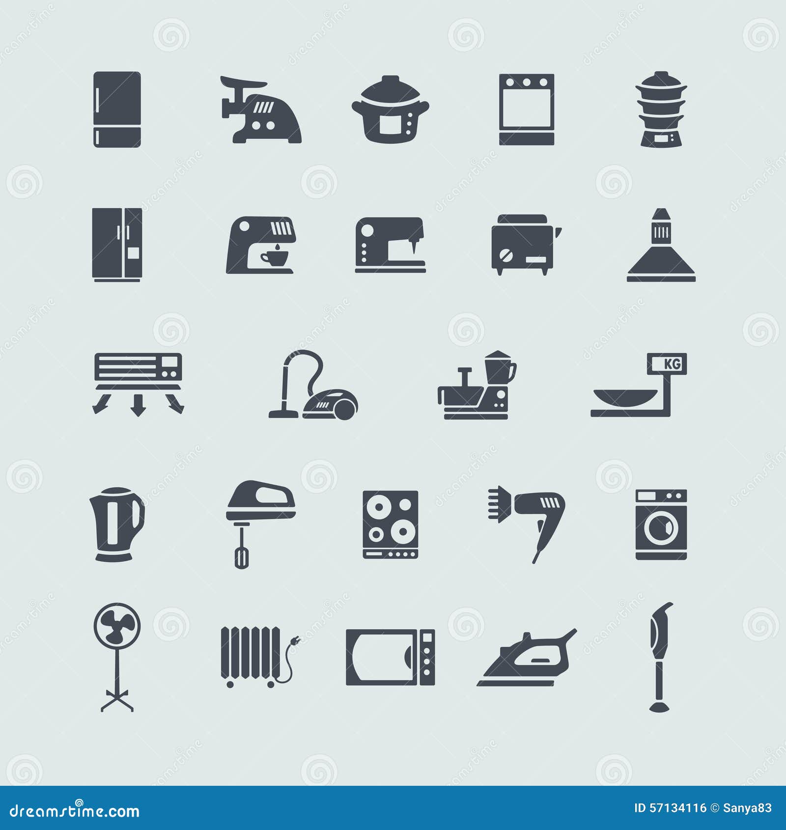 Set of white goods icons stock vector. Illustration of group - 57134116