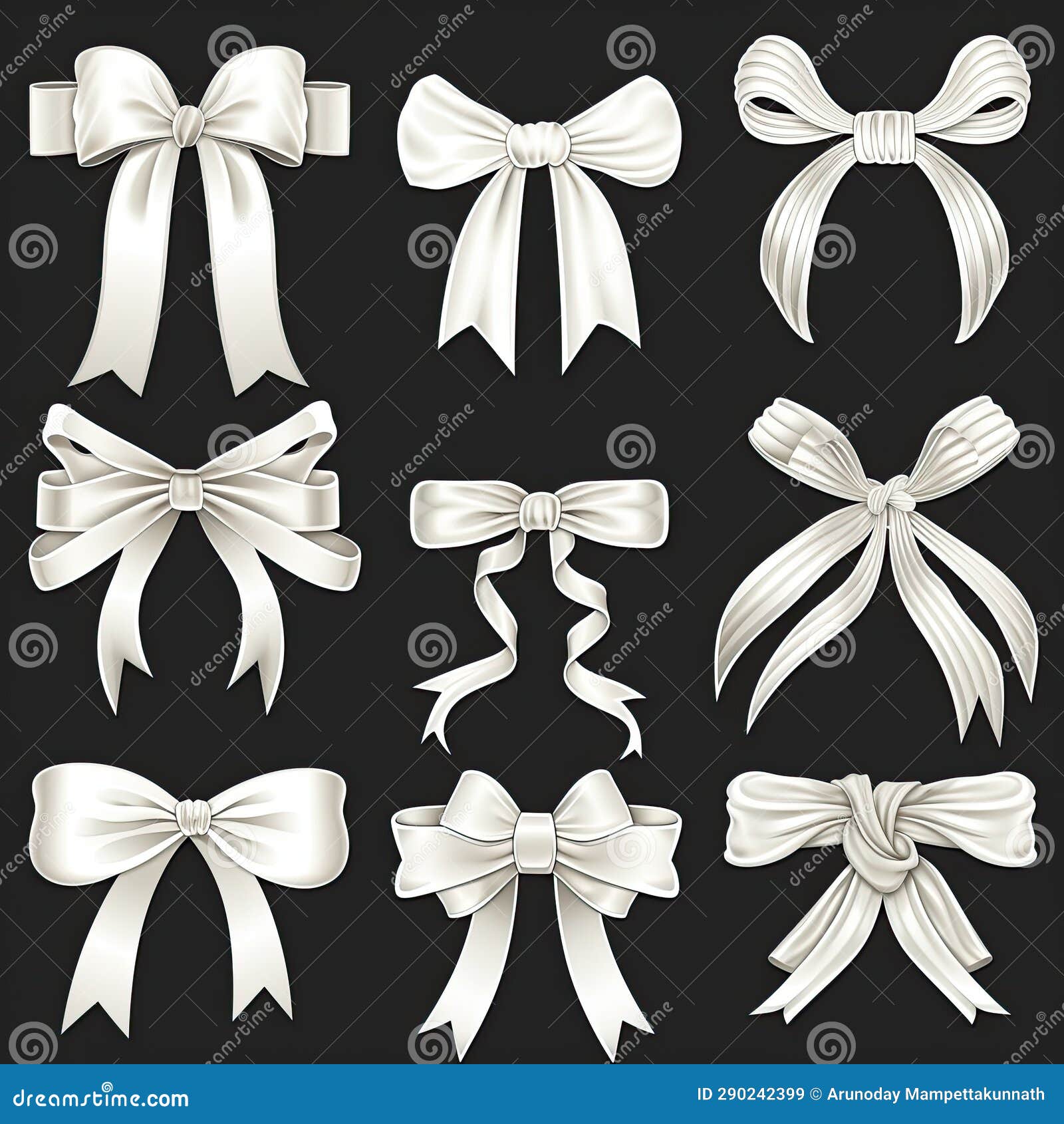 Set of white Hair Ribbon stock illustration. Illustration of accessory ...
