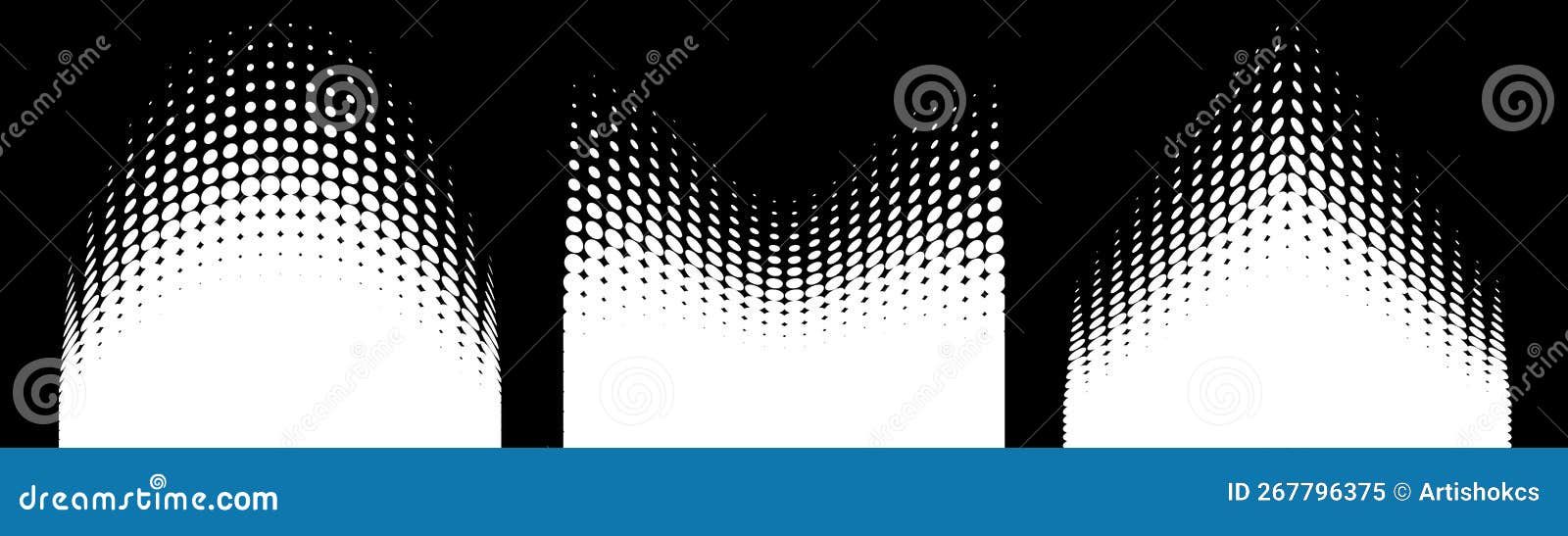 Set of White Halftone Curved Gradient Background. Stock Vector ...