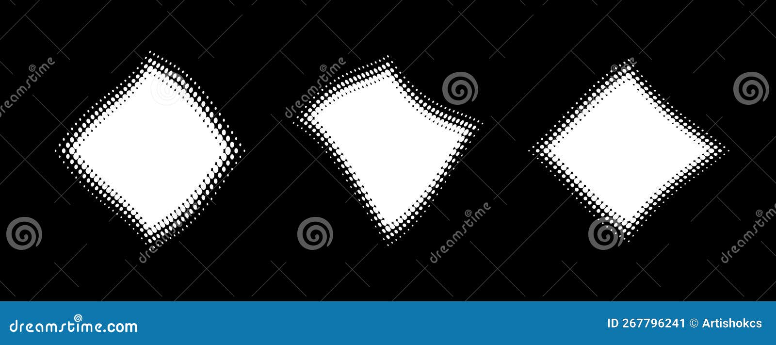 Set of White Halftone Dots Curved Gradient Pattern Texture Backgrounds ...