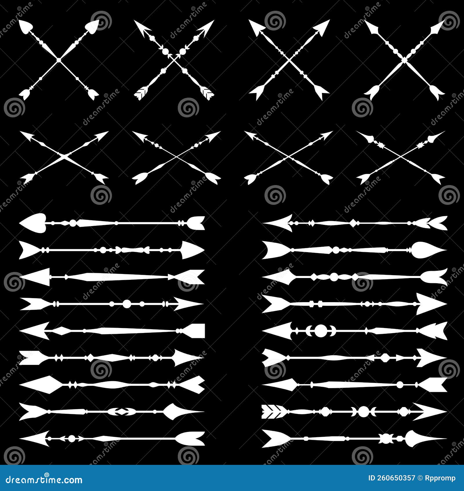 Set of White Hand Drawn Arrows Stock Vector - Illustration of ornament ...