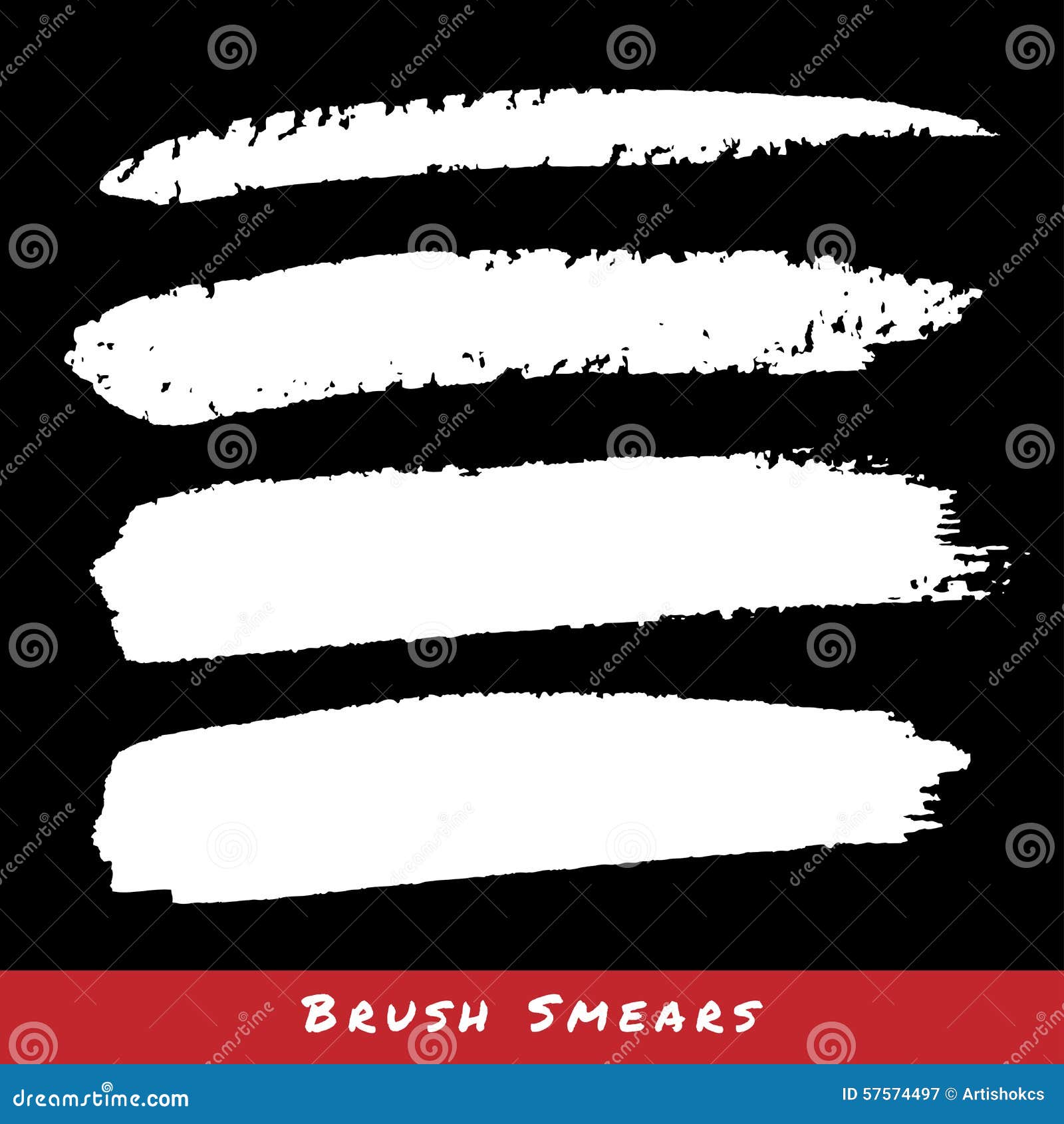 Set of White Hand Drawn Grunge Brush Smears Stock Vector - Illustration ...
