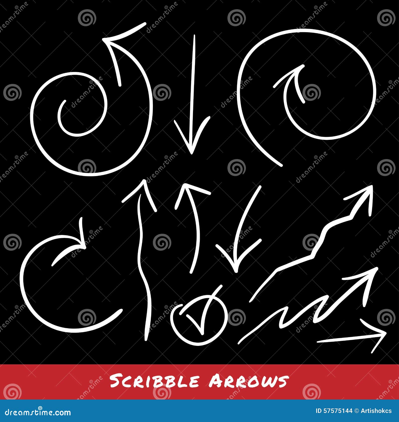 Set of White Hand Drawn Scribble Arrows Stock Vector - Illustration of ...