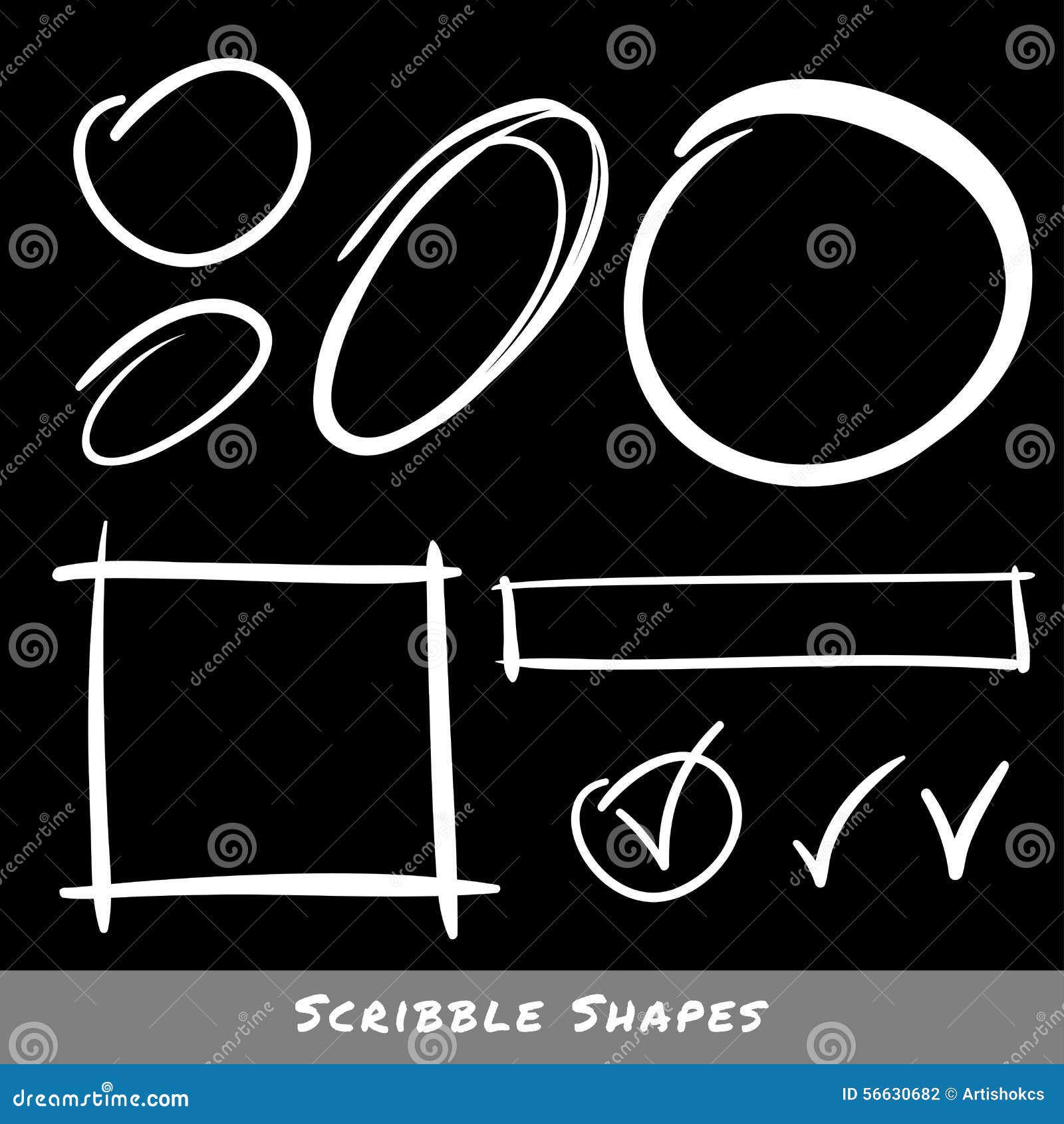 Set of White Hand Drawn Scribble Shapes Stock Vector - Illustration of ...