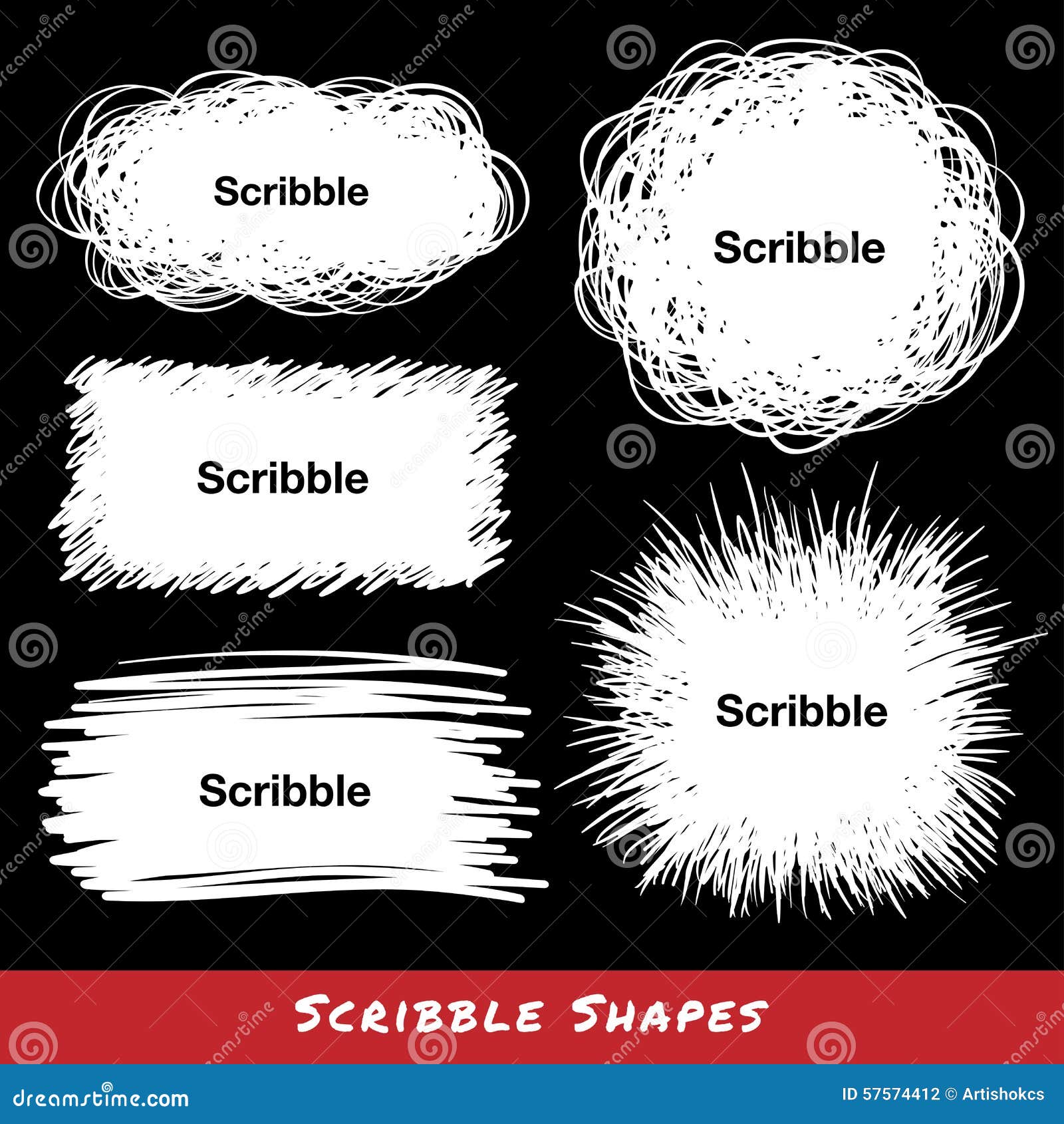 Set of White Hand Drawn Scribble Shapes Stock Vector - Illustration of ...