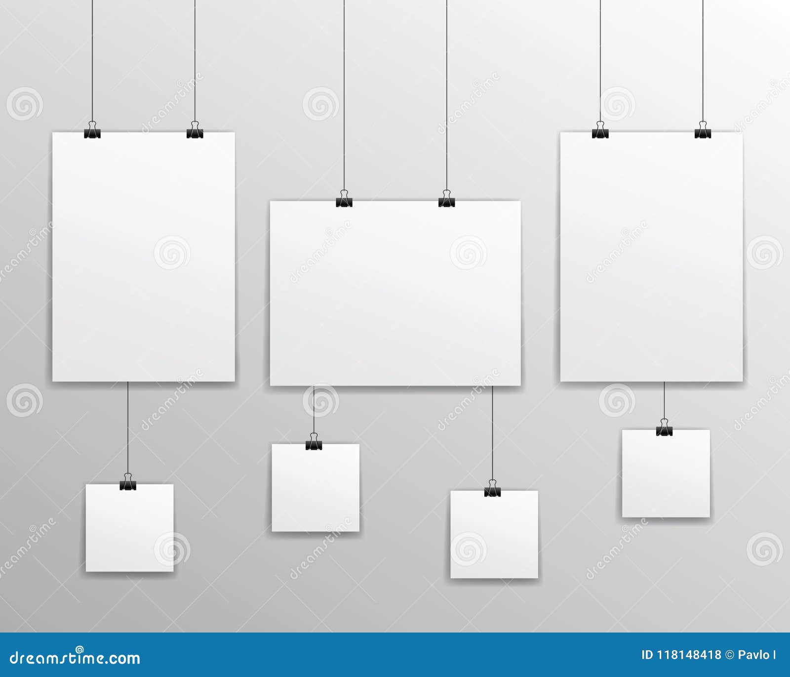 Set White Hanging Papers - Vector Stock Vector - Illustration of shadow ...