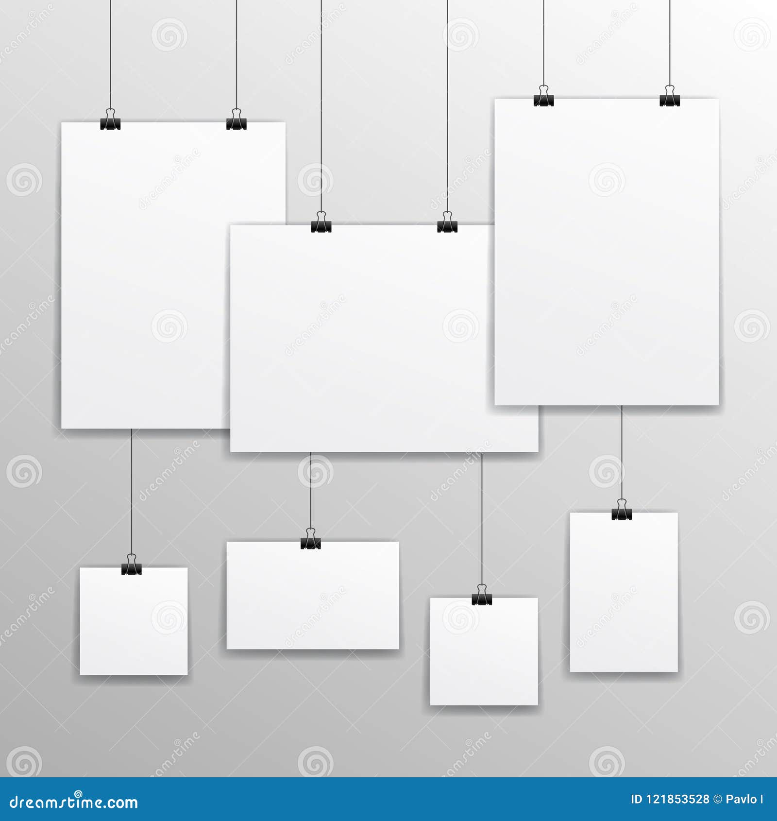 Set White Hanging Papers - Vector Stock Illustration - Illustration of ...
