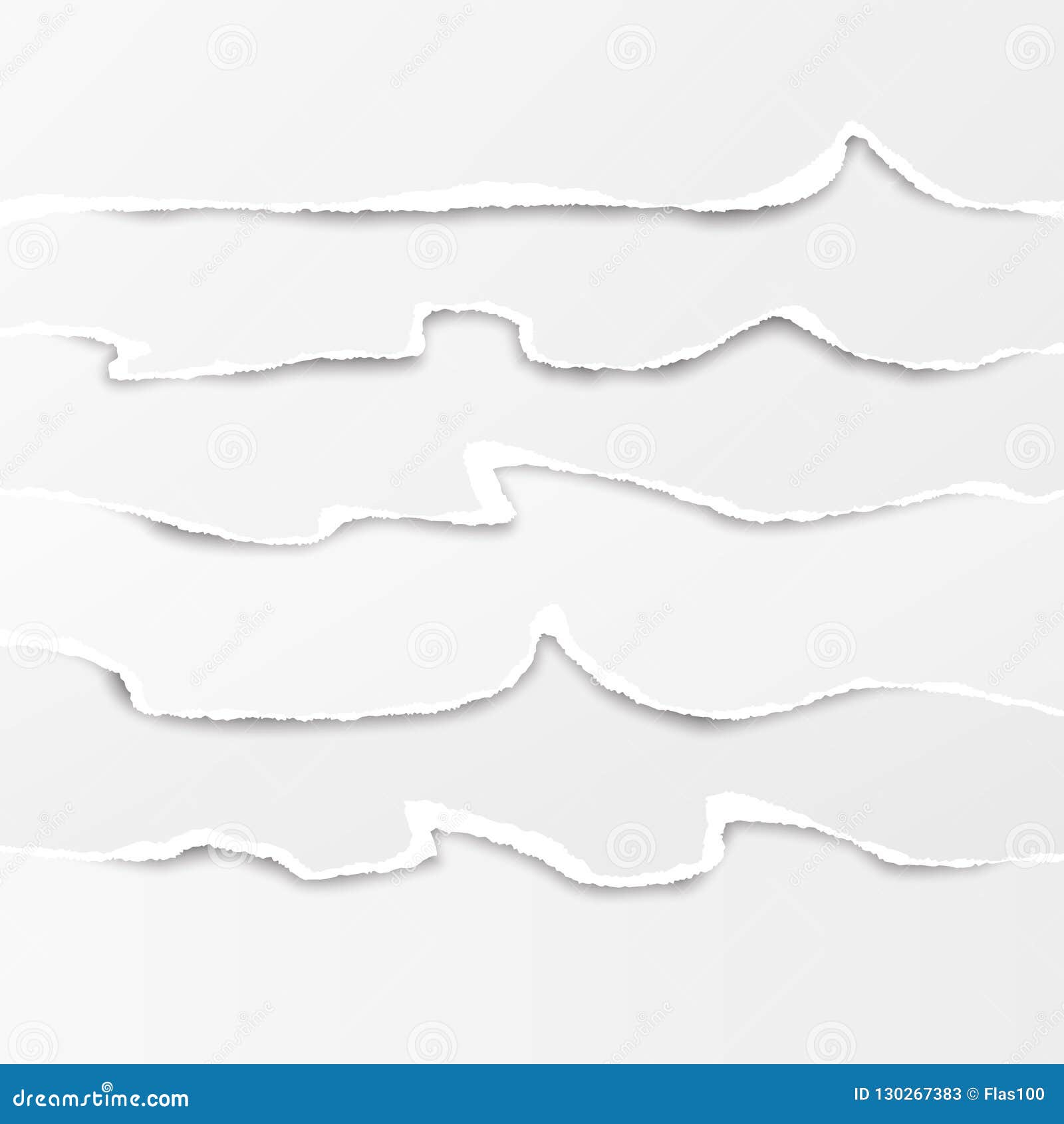 Set of White Horizontal Ripped Paper Strips, Torn Note Paper for Text ...