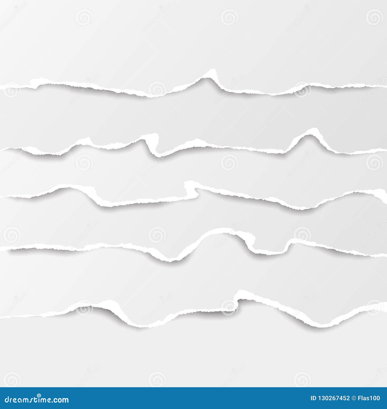 Set of White Horizontal Ripped Paper Strips, Torn Note Paper for Text ...