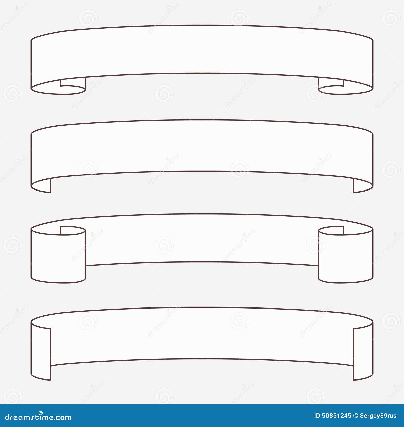 Set of White Horizontal Scrolls. Stock Vector - Illustration of ...
