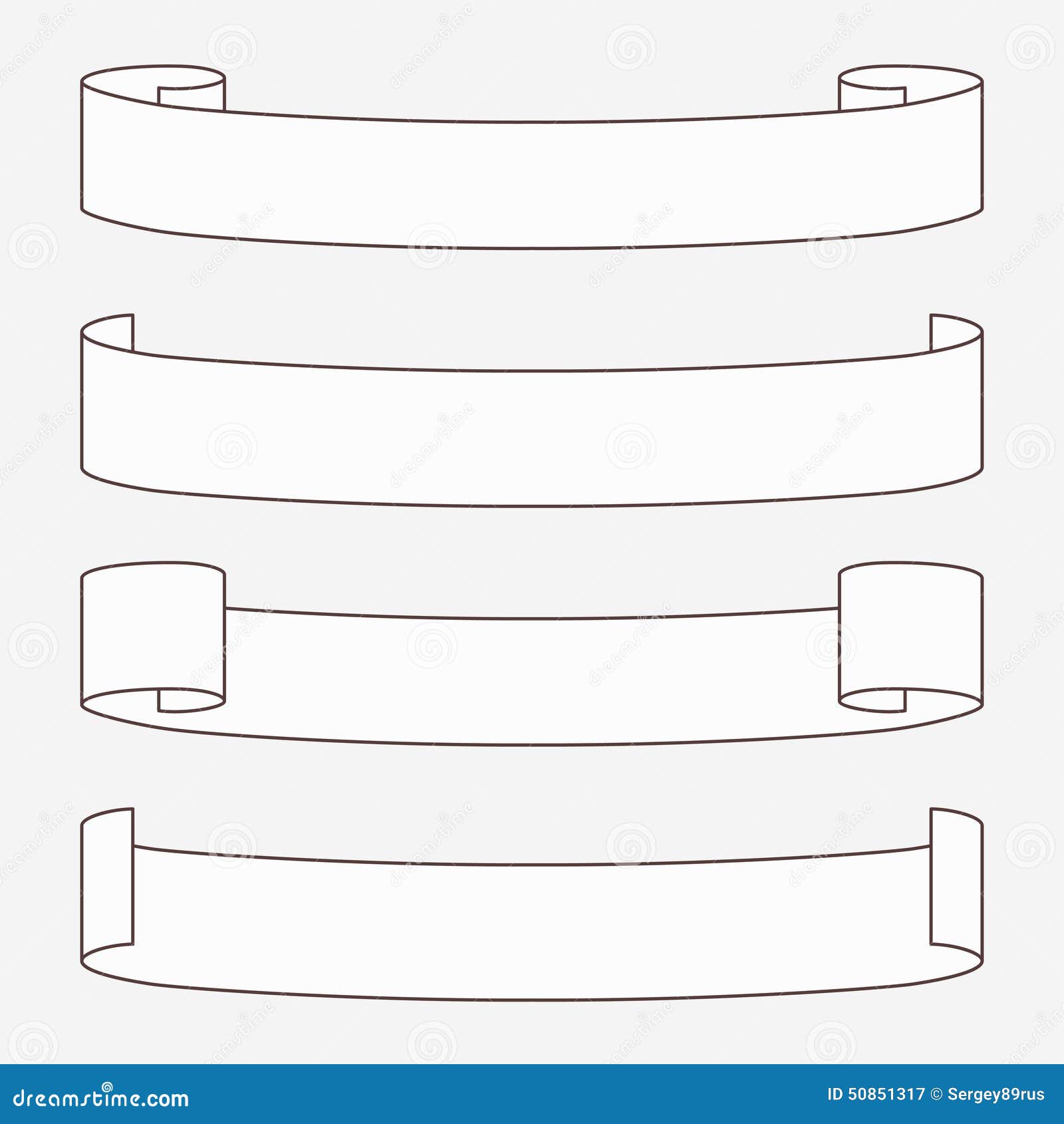 Set of White Horizontal Scrolls. Stock Vector - Illustration of design ...
