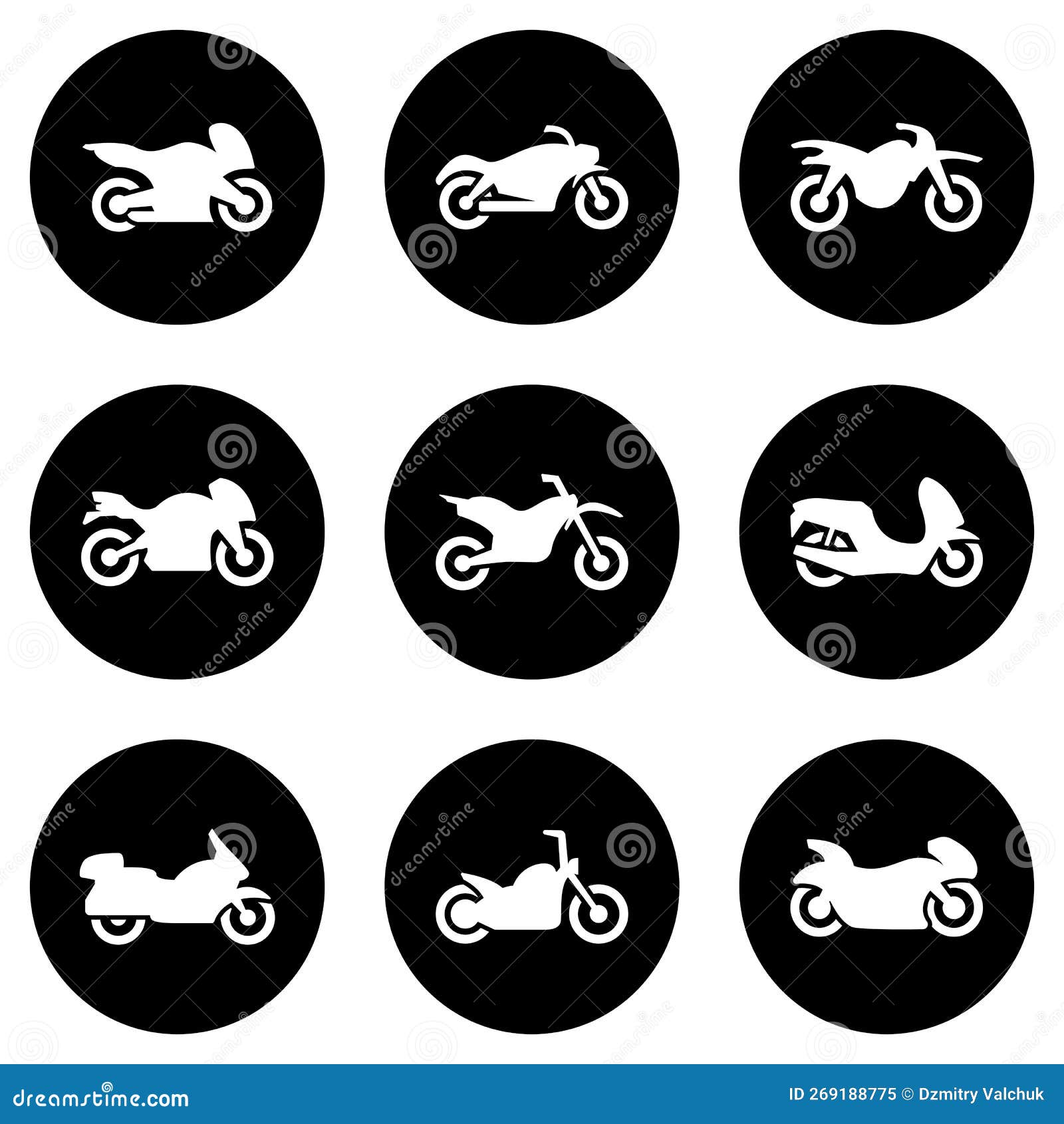 Set of White Icons Isolated Against a Black Background, on a Theme ...