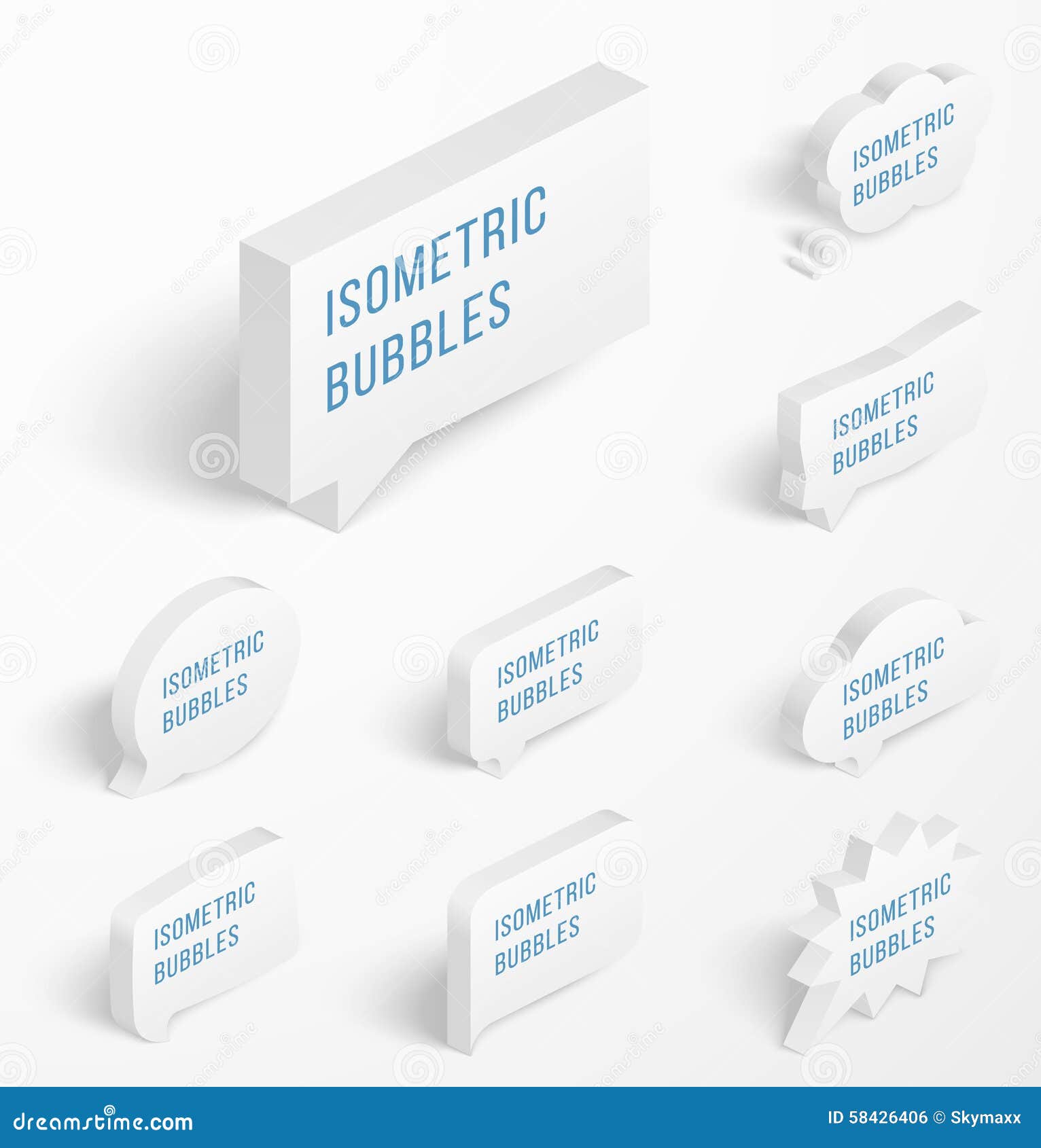 Set of White Isometric Bubbles with Drop Shadow Stock Vector ...
