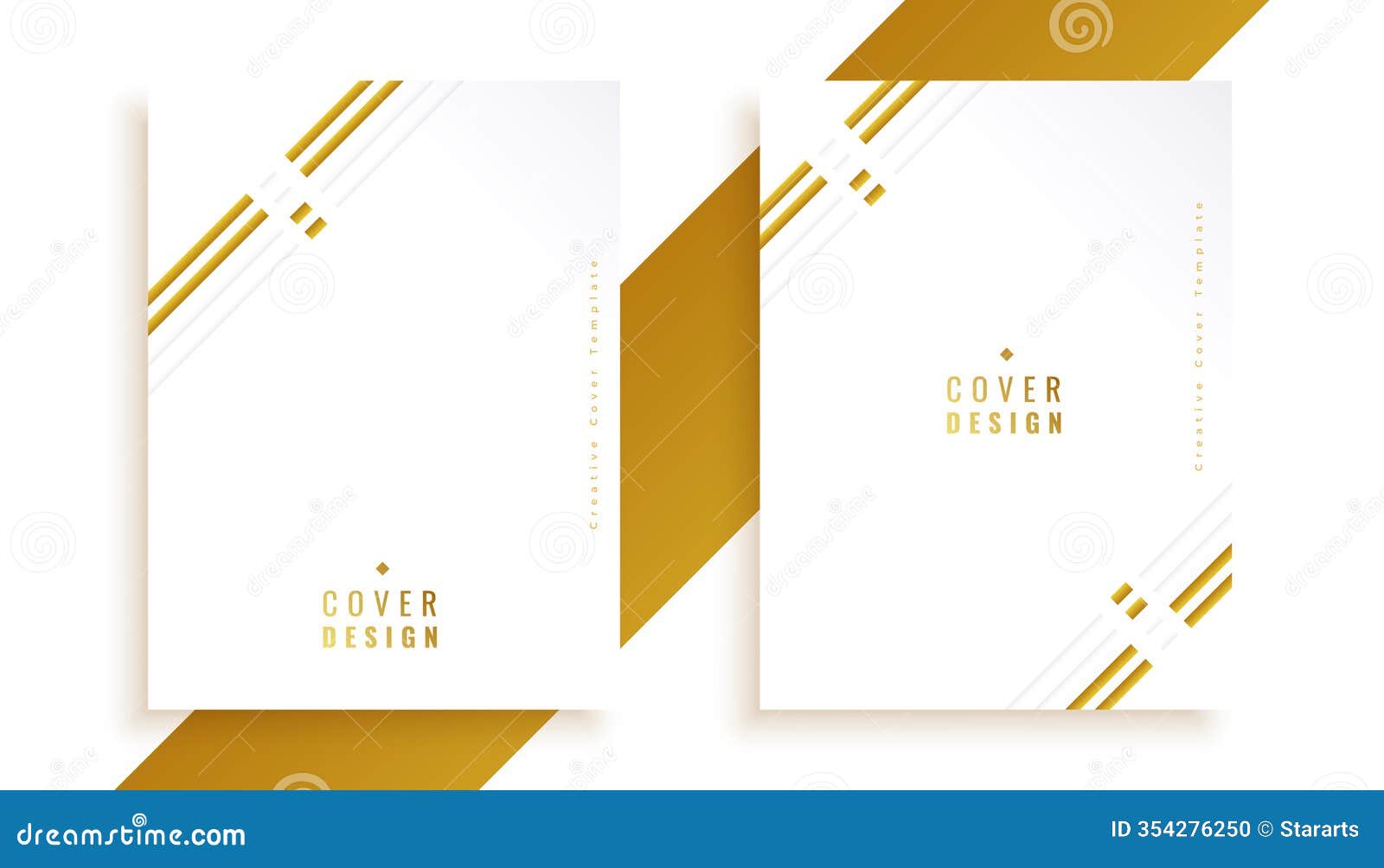 Set of White Magazine Cover Template with Golden Touch Stock ...