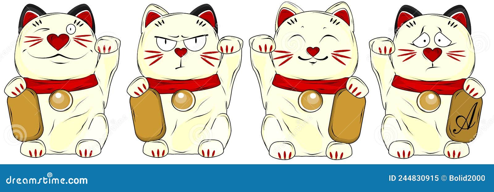 Maneki-neko cartoon stock illustration. Illustration of good - 244830915