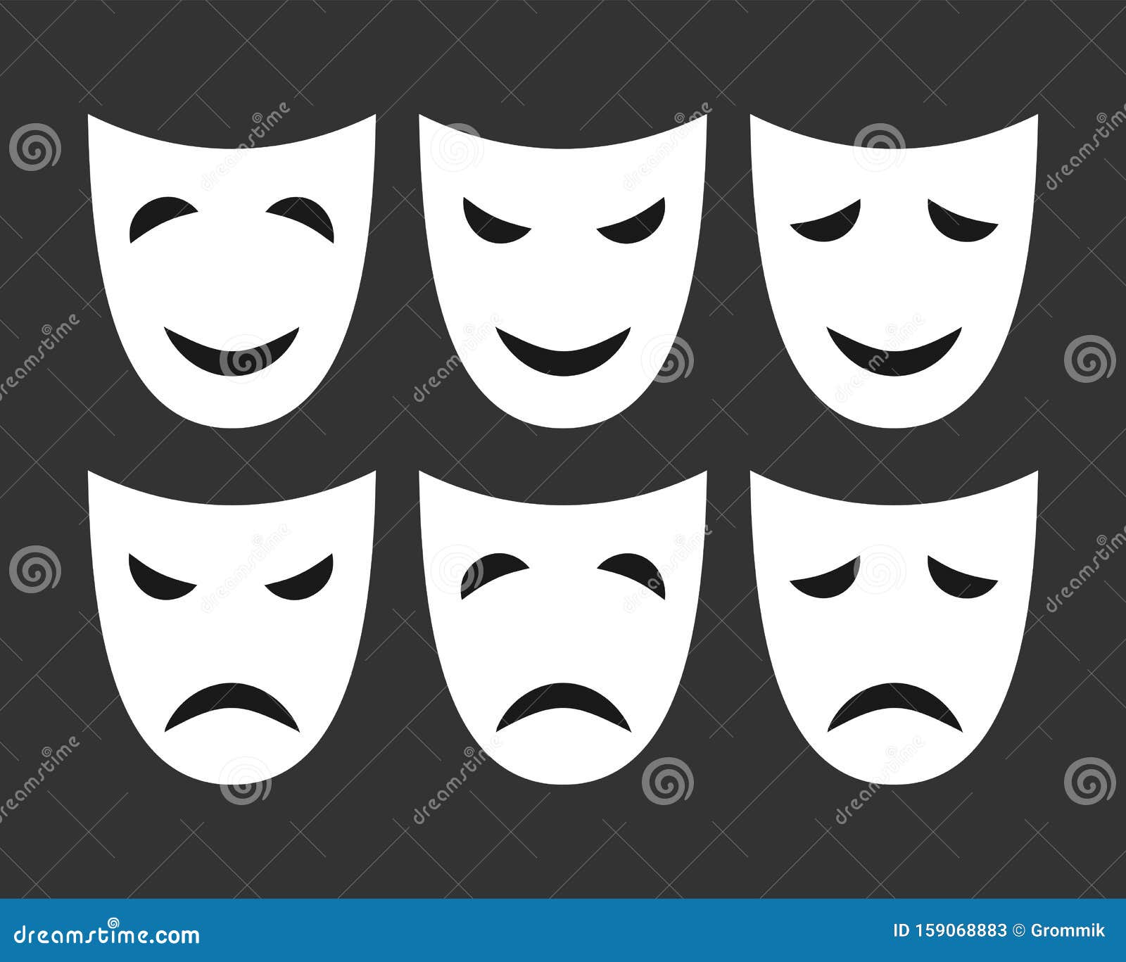 Set of White Masks with Different Emotions Stock Vector - Illustration ...