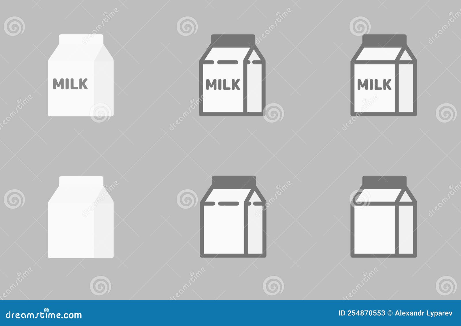 Milk Boxes. White Catroon Style Milk Packages. Stock Vector ...