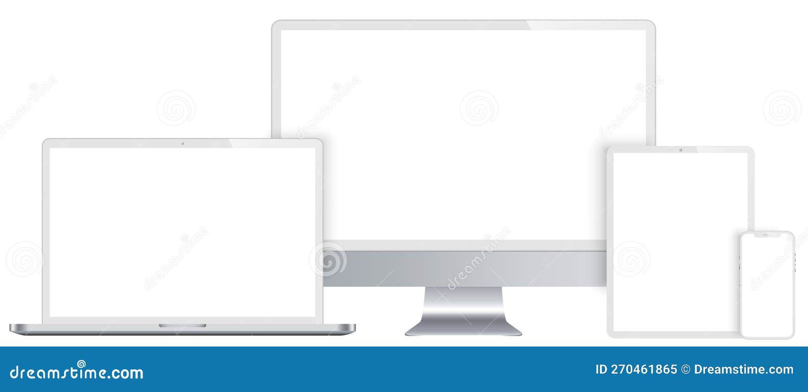 Set White Mockup Technology Devices with White Empty Display - Vector ...