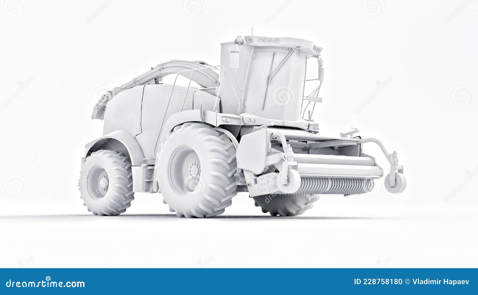 Set White Modern Harvester on a White Background. 3d Rendering. Stock ...