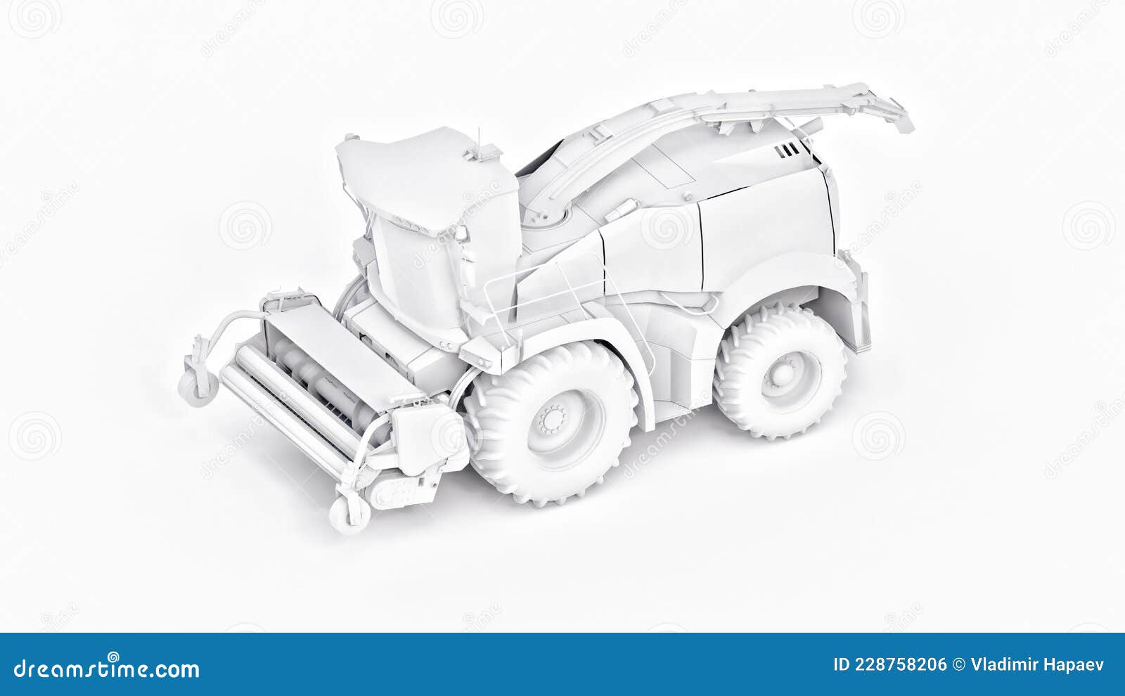 Set White Modern Harvester on a White Background. 3d Rendering. Stock ...