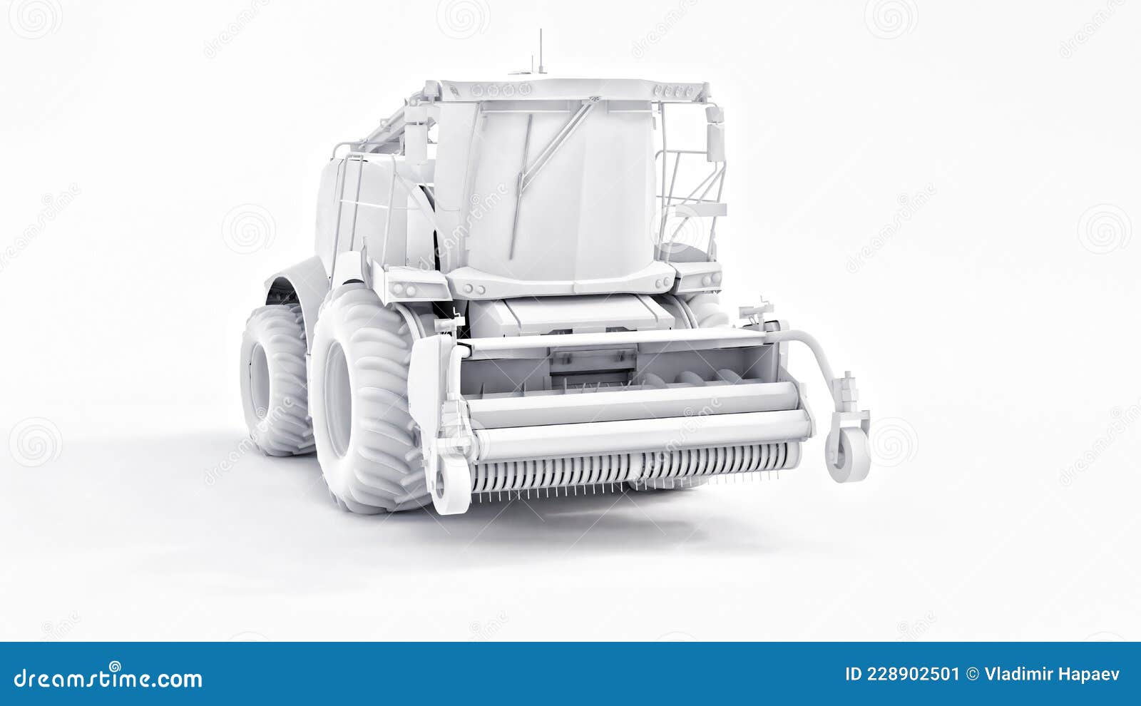 Set White Modern Harvester on a White Background. 3d Rendering. Stock ...