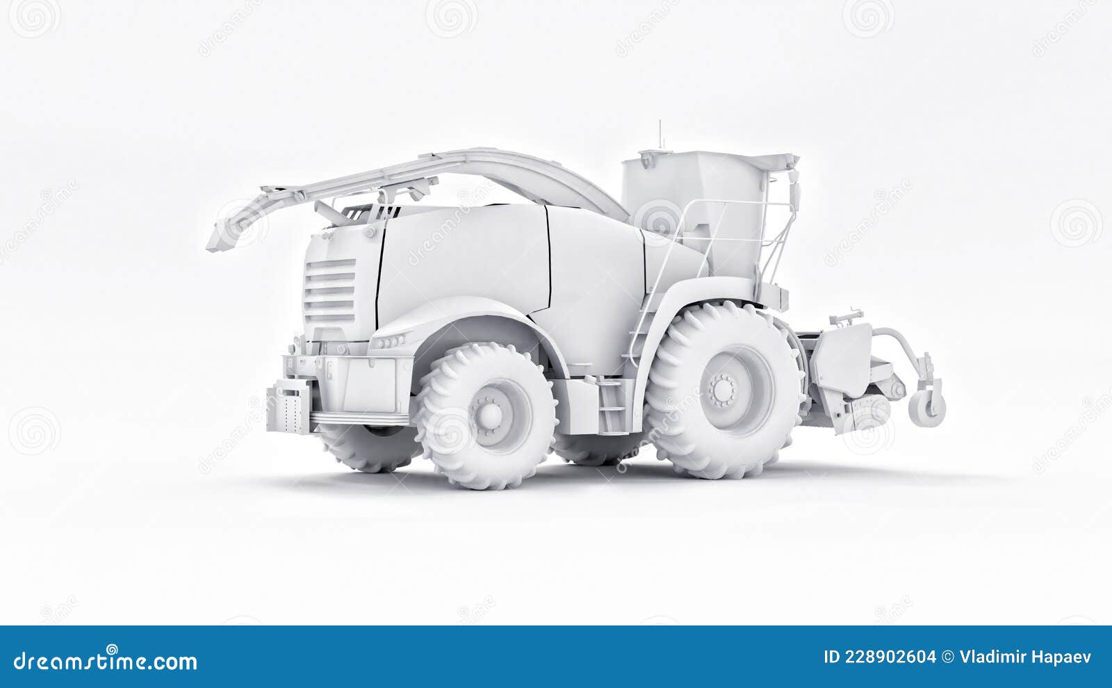 Set White Modern Harvester on a White Background. 3d Rendering. Stock ...