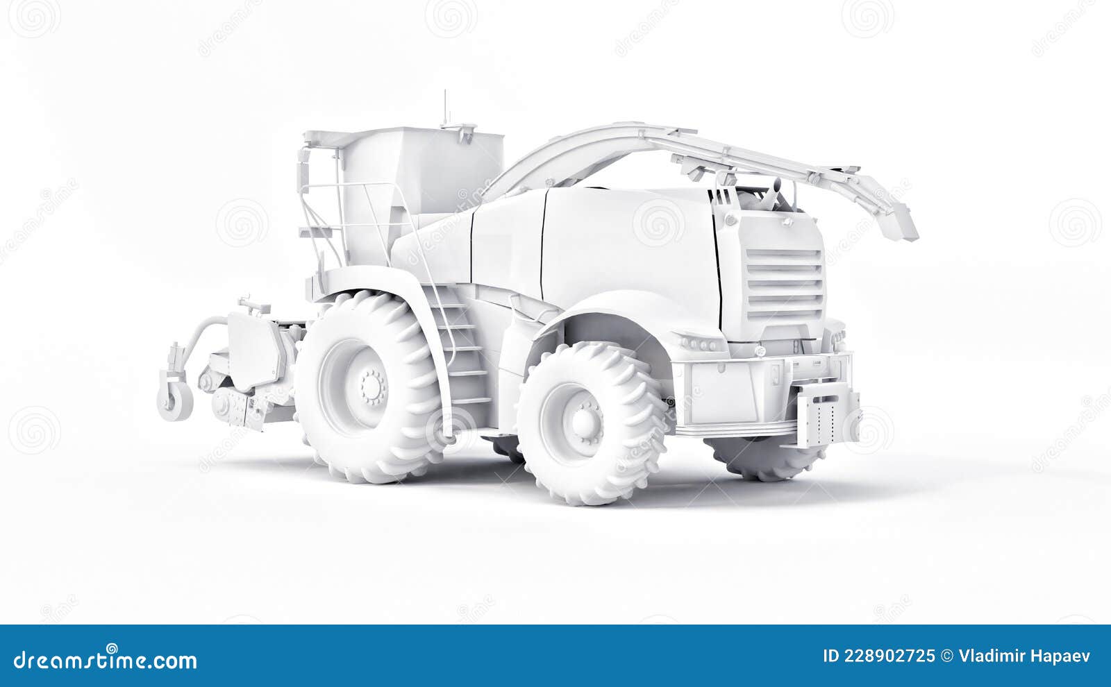 Set White Modern Harvester on a White Background. 3d Rendering. Stock ...