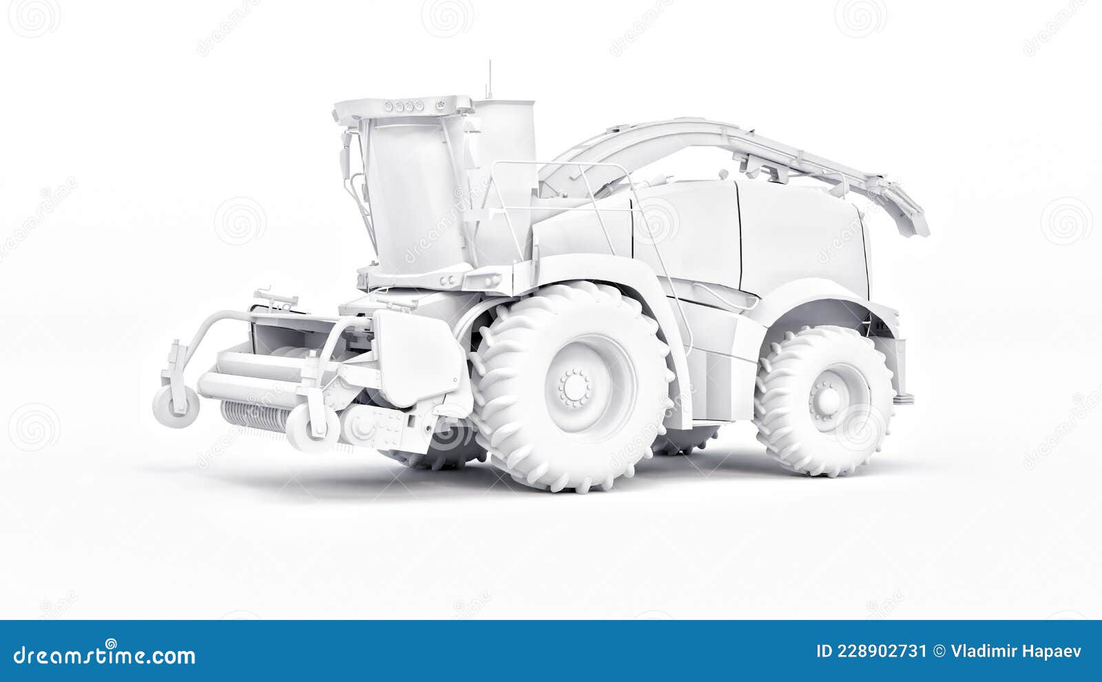 Set White Modern Harvester on a White Background. 3d Rendering. Stock ...