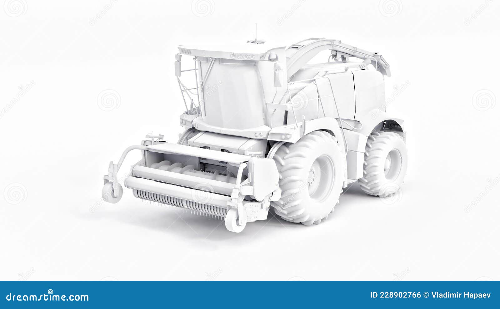 Set White Modern Harvester on a White Background. 3d Rendering. Stock ...