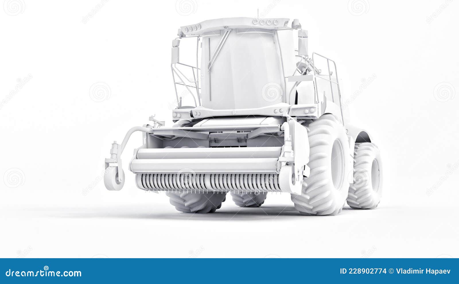 Set White Modern Harvester on a White Background. 3d Rendering. Stock ...