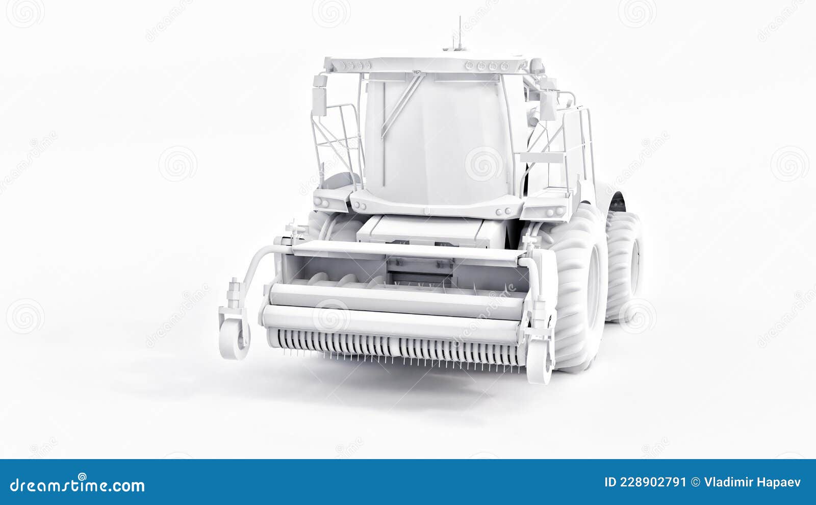Set White Modern Harvester on a White Background. 3d Rendering. Stock ...