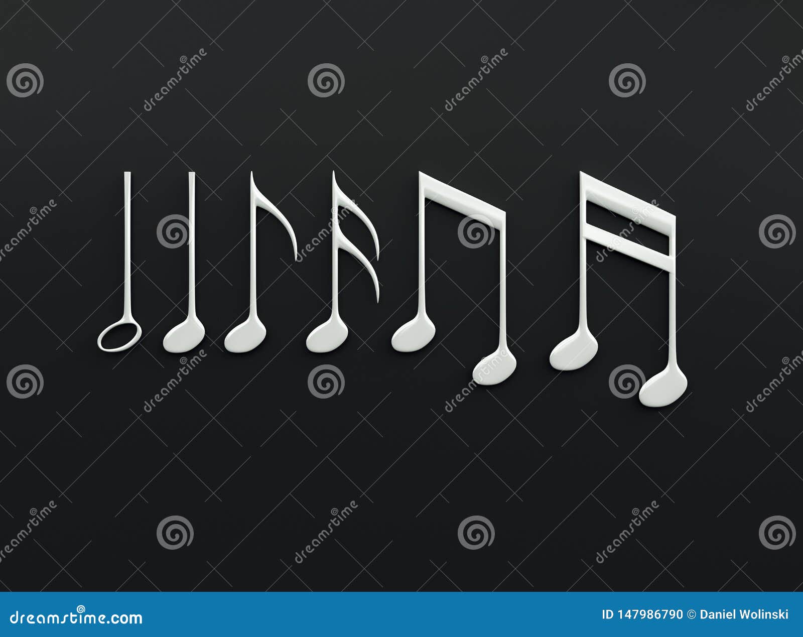 White Music Notes on Black Background Abstract 3d Illustration Stock ...