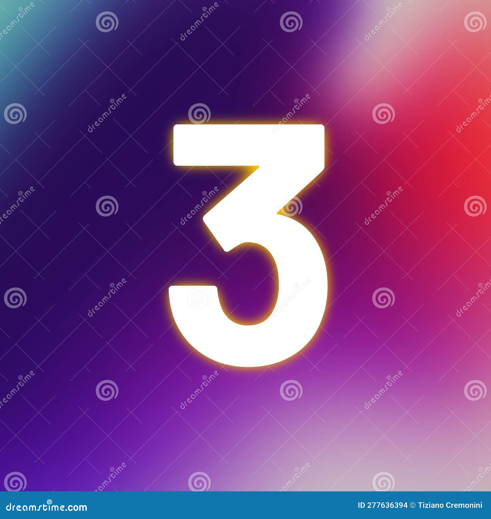 Set of White Numbers on Multicolored Background, 3d Rendering, Three ...