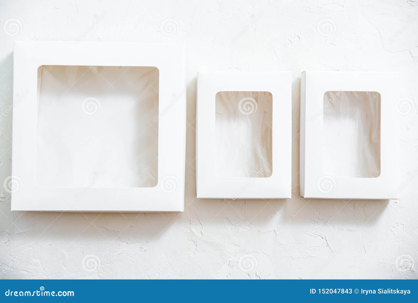 Set of White Opened and Closed Paperboard Boxes. Template for Designers ...