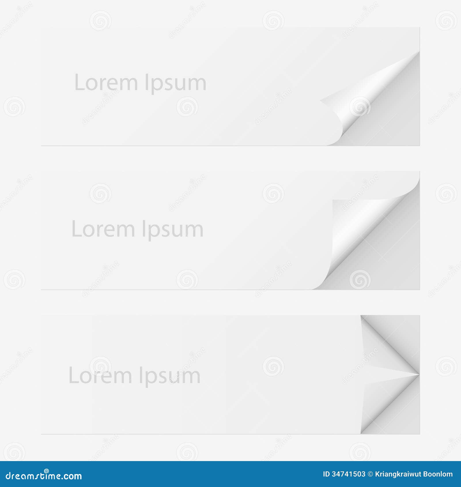 Set of White Paper with Curled Corner Stock Illustration - Illustration ...