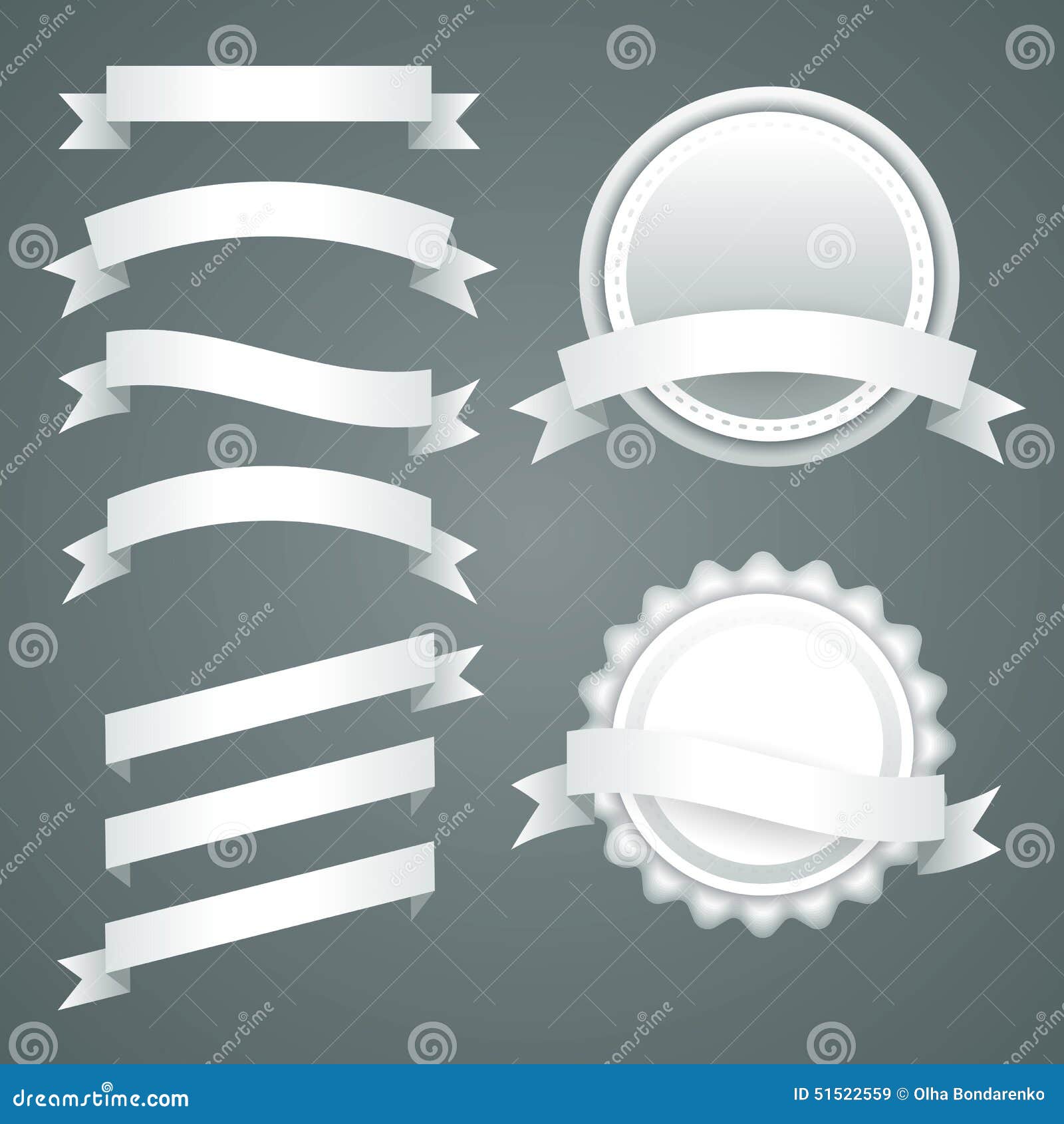 Set of White Paper Ribbons, Labels and Badges Stock Vector ...